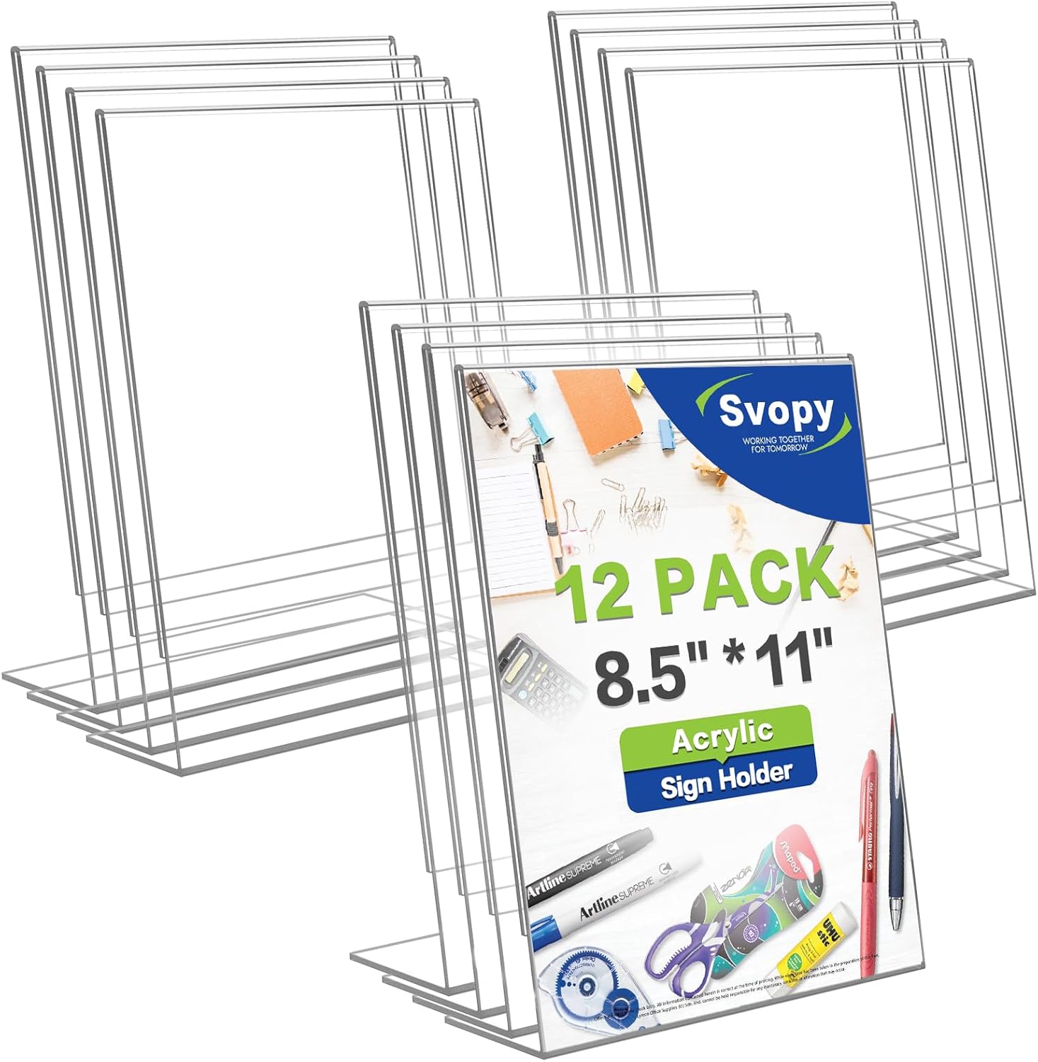 SVOPY Acrylic Sign Stand Holder - 8.5x11 Inches Plastic Acrylic ...