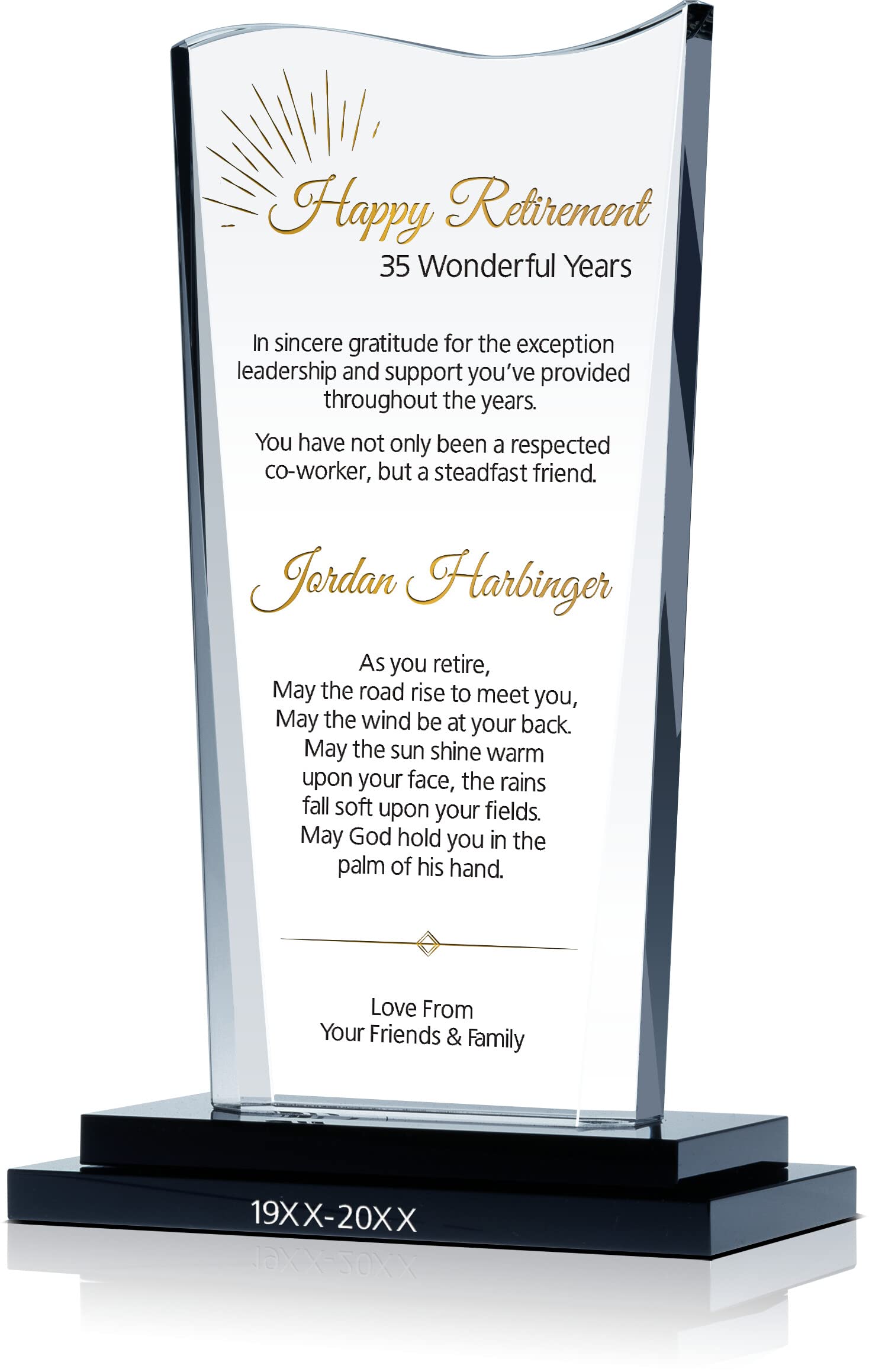 Retirement Plaque Quotes Personalized Crystal Retirement Award
