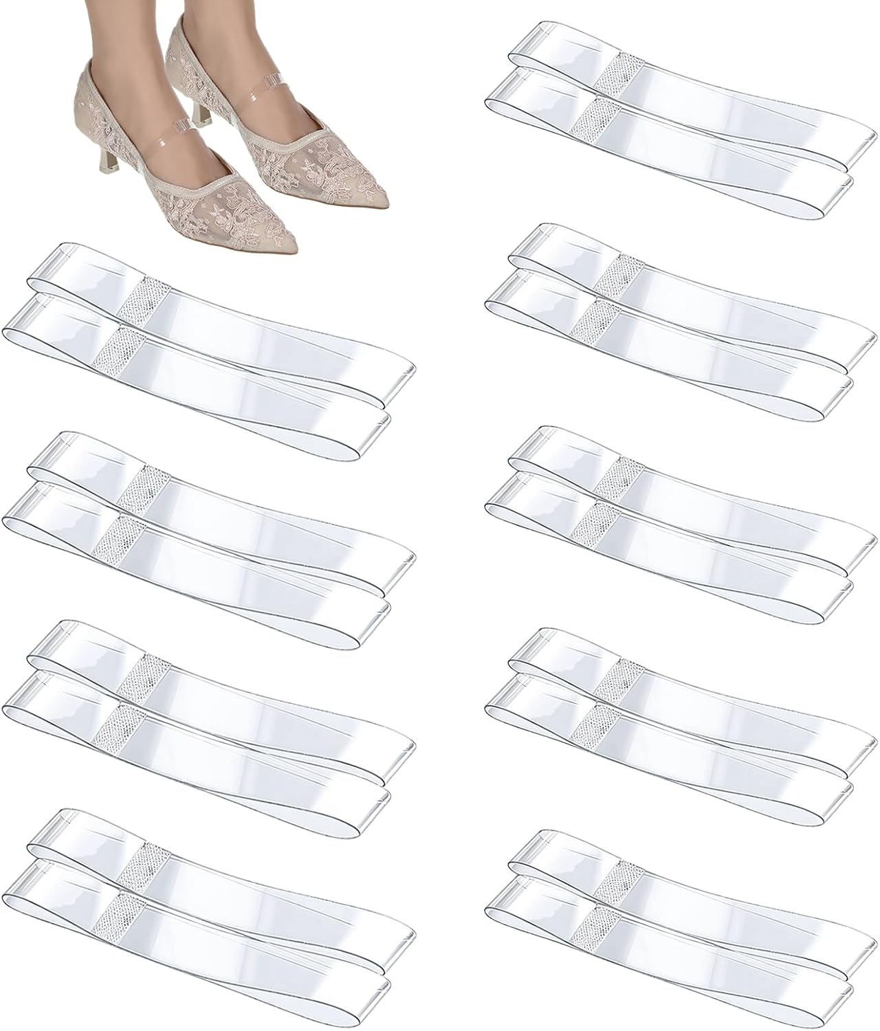 Amazon.com: 9 Pairs Transparent Invisible High Heel Shoe Straps Shoe ...