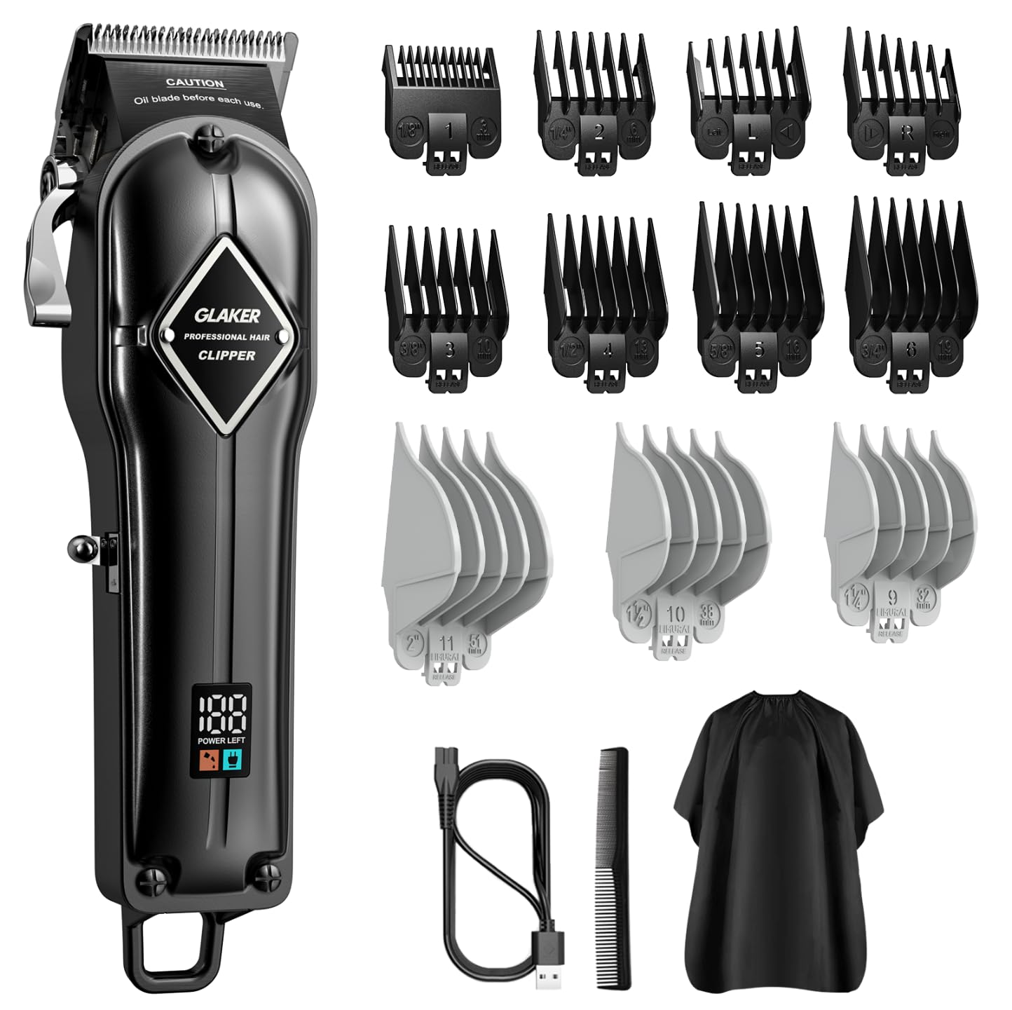 GLAKER Hair Clippers for Men Cordless - Professional Barber Clipper ...