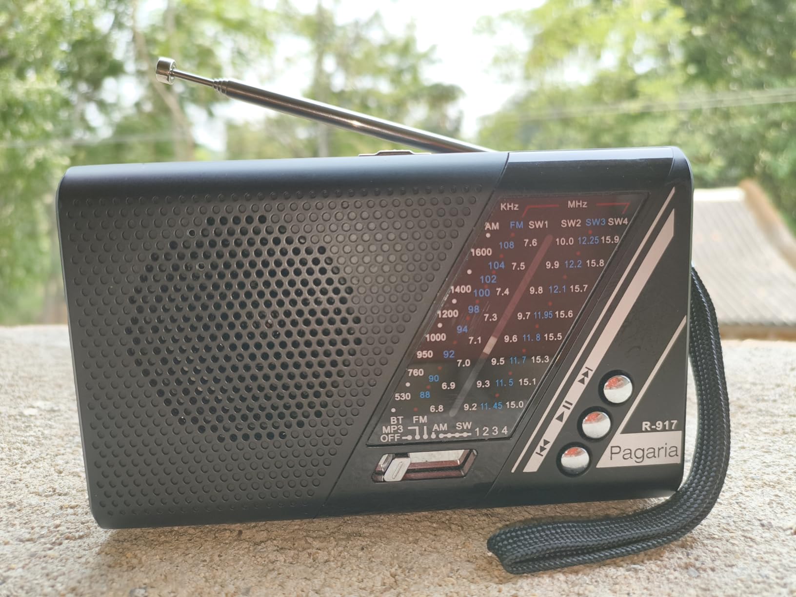 PAGARIA Portable FM/AM/SW Radio with 5 Watts Sound, Bluetooth/USB/TF ...