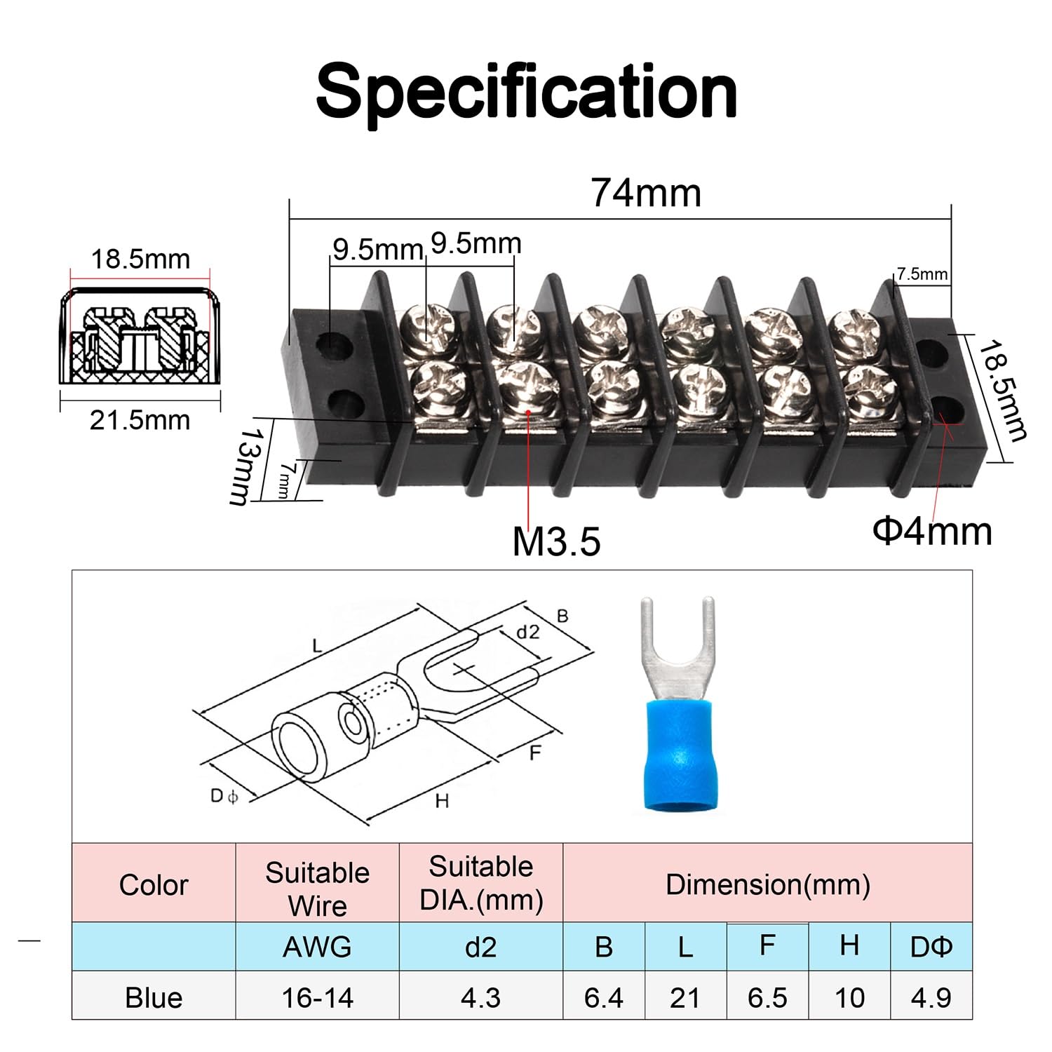 Snapklik.com : Terminal Block - 2 Pack 6 Positions 200v-450v 20-30A ...