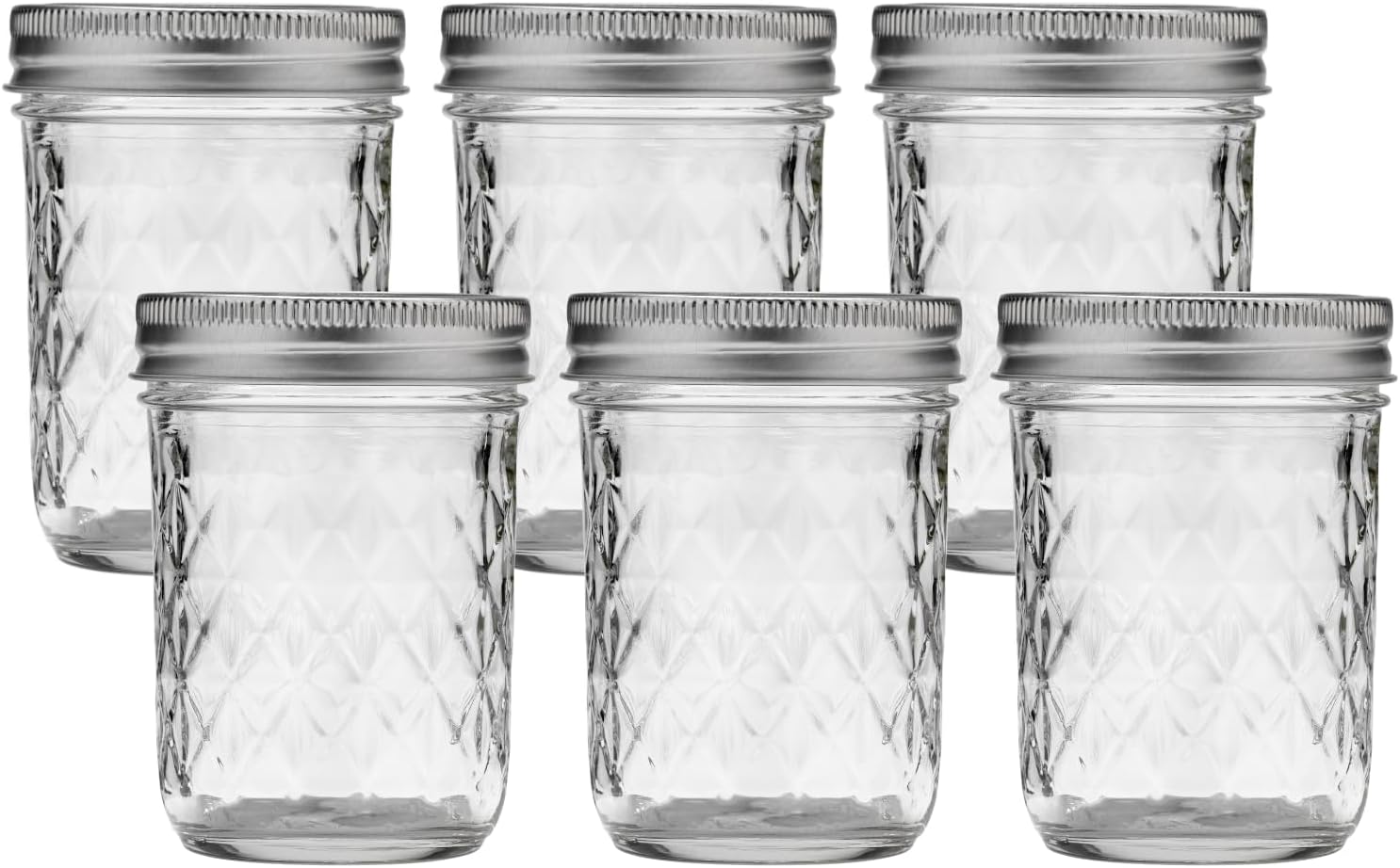 Amazon.com: Ball Regular Mouth Quilted Crystal Glass Mason Jars with ...