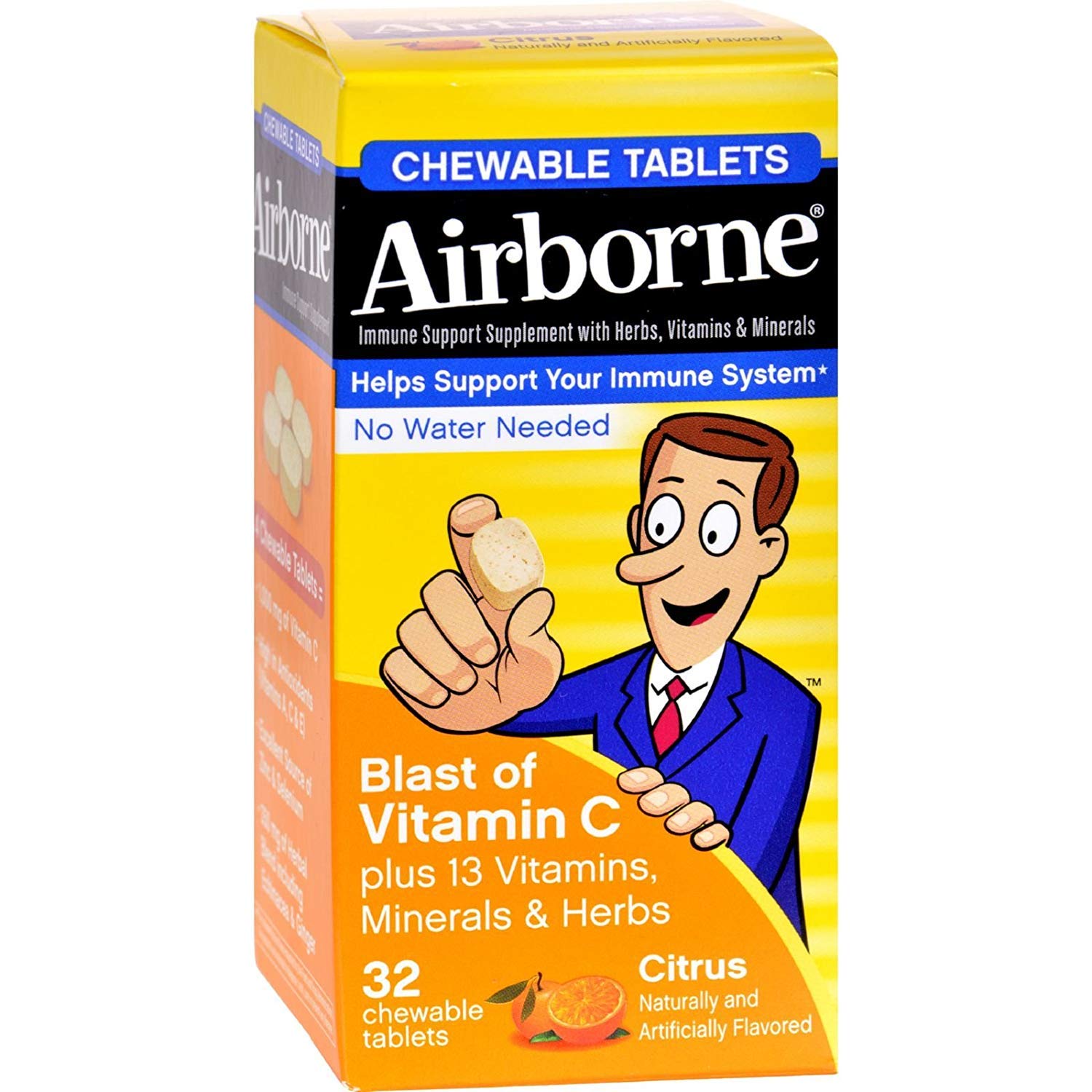 Amazon.com: Airborne Chewable Tablets With Vitamin C - Citrus - 32 ...