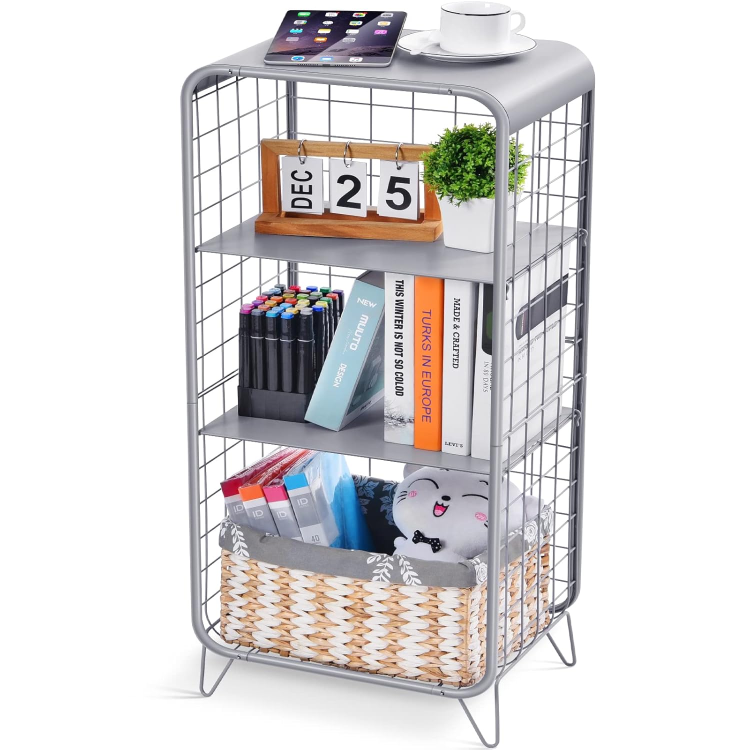 SEVVY - Side Table - Modern Sofa End Table with Storage Shelf ...