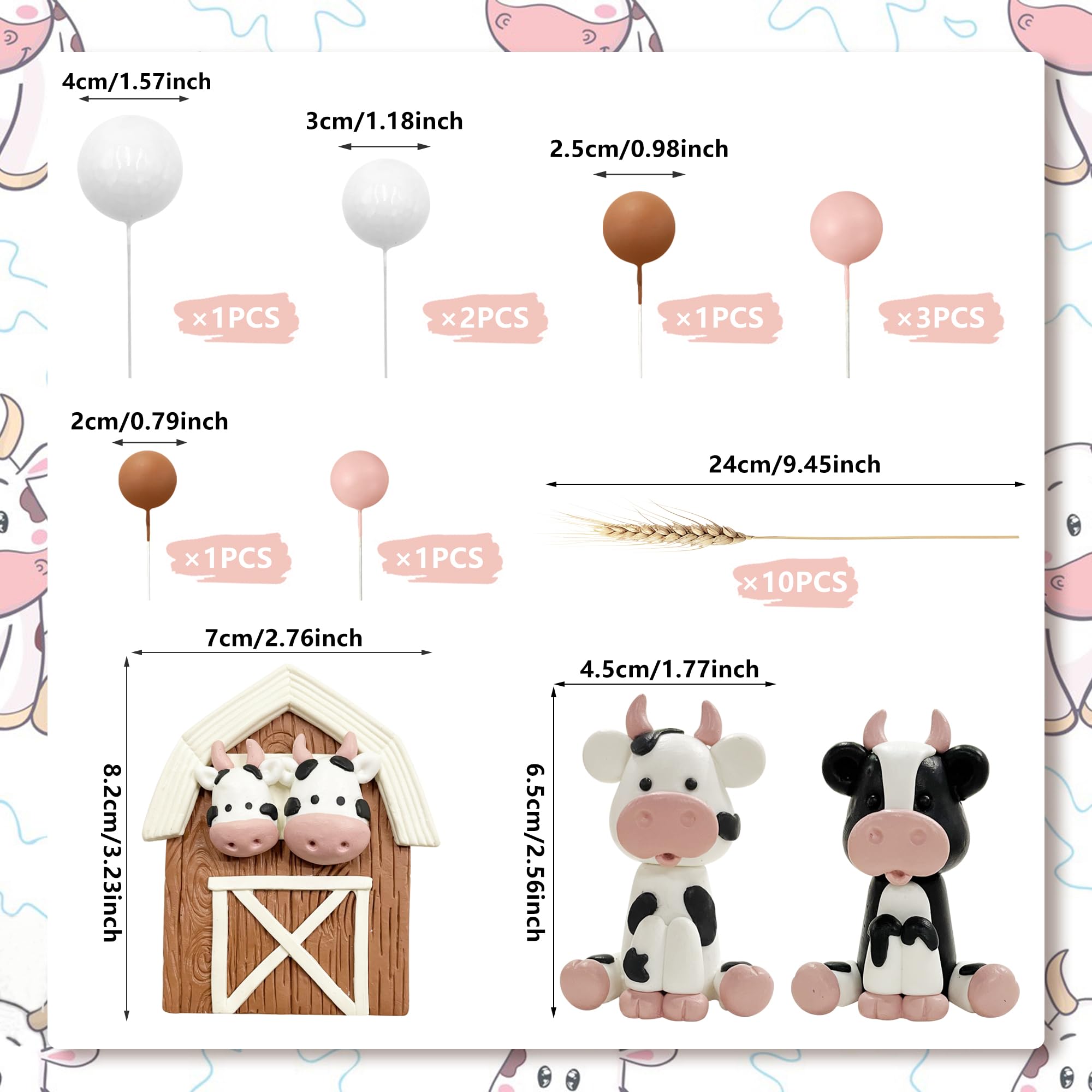 Snapklik.com : 22 PCS Cow Cake Topper Farm Cow Cake Decorations For ...