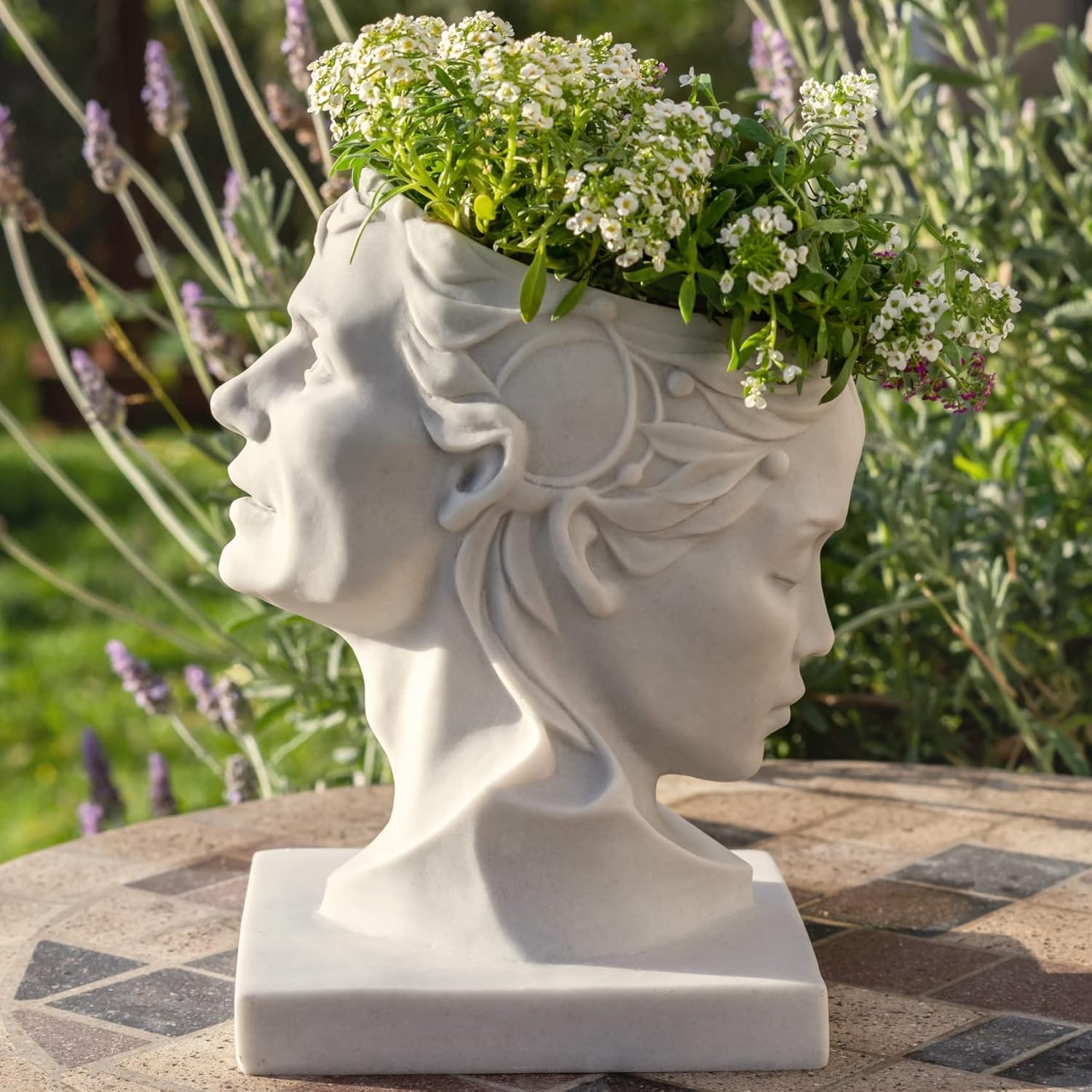Amazon.com : Plant Shrine Duo Face Planter - Sculpted Flower Pot Head ...