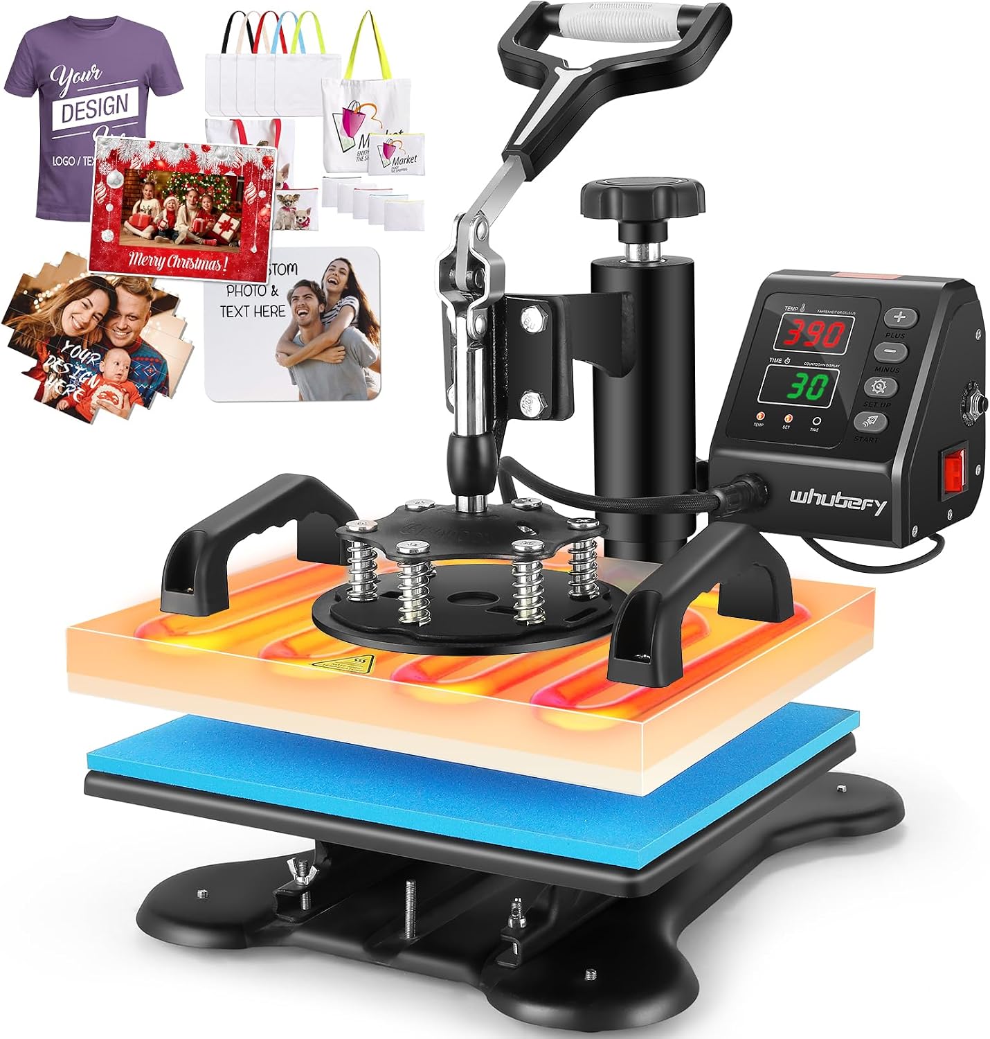 Amazon.com: Whubefy Heat Press, 12x10 in 650W Powerful & Portable Swing ...