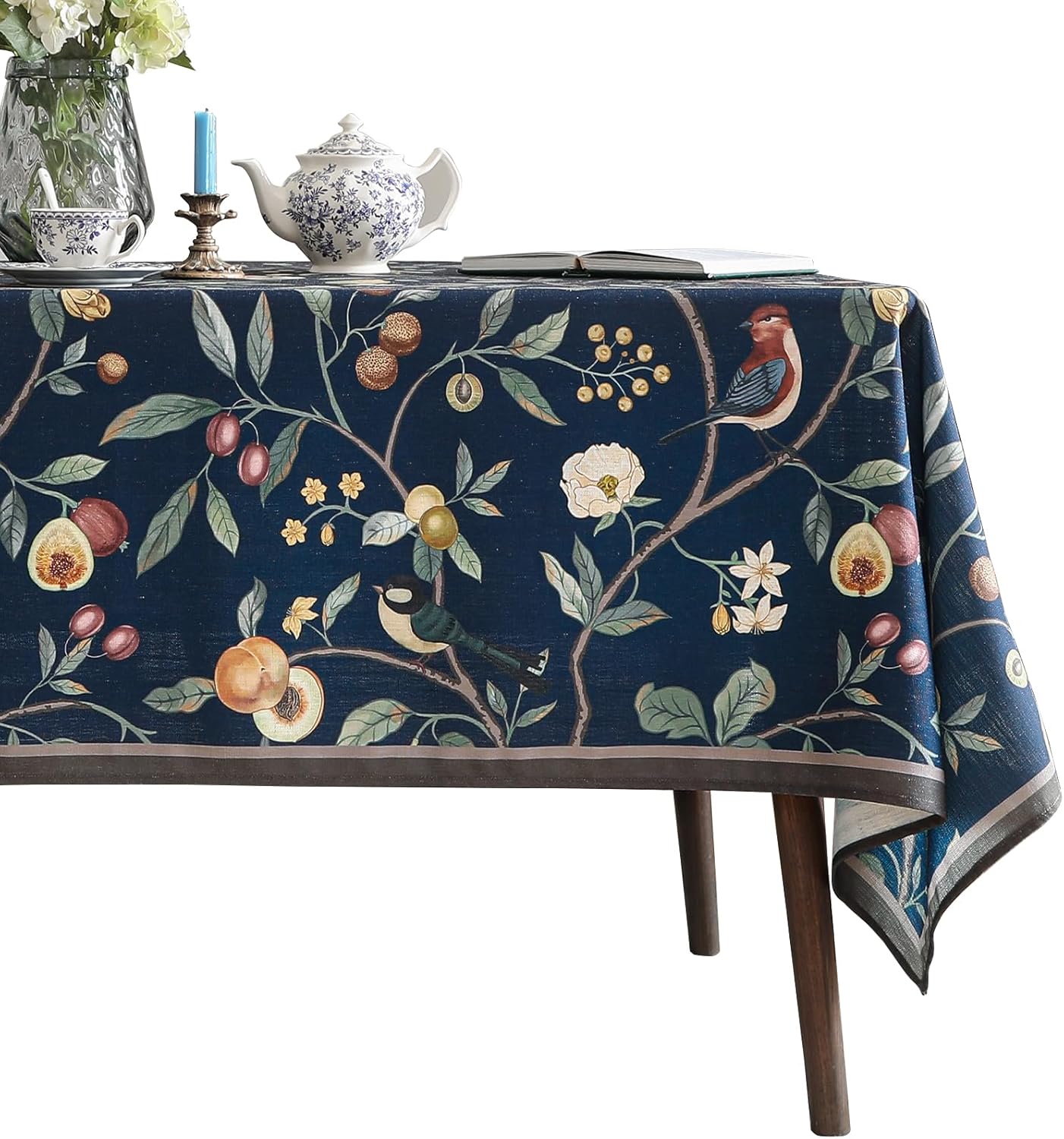 Amazon.com: bilin gaier Linen Square Blue Tablecloth,Wrinkle Resistant ...