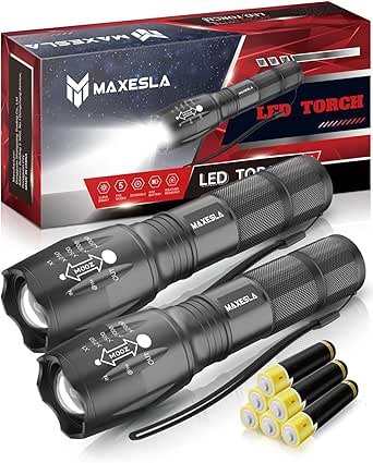 Maxesla 2 Pack LED Torch Gifts for Men Dad Kids, Zoomable Torches Led ...