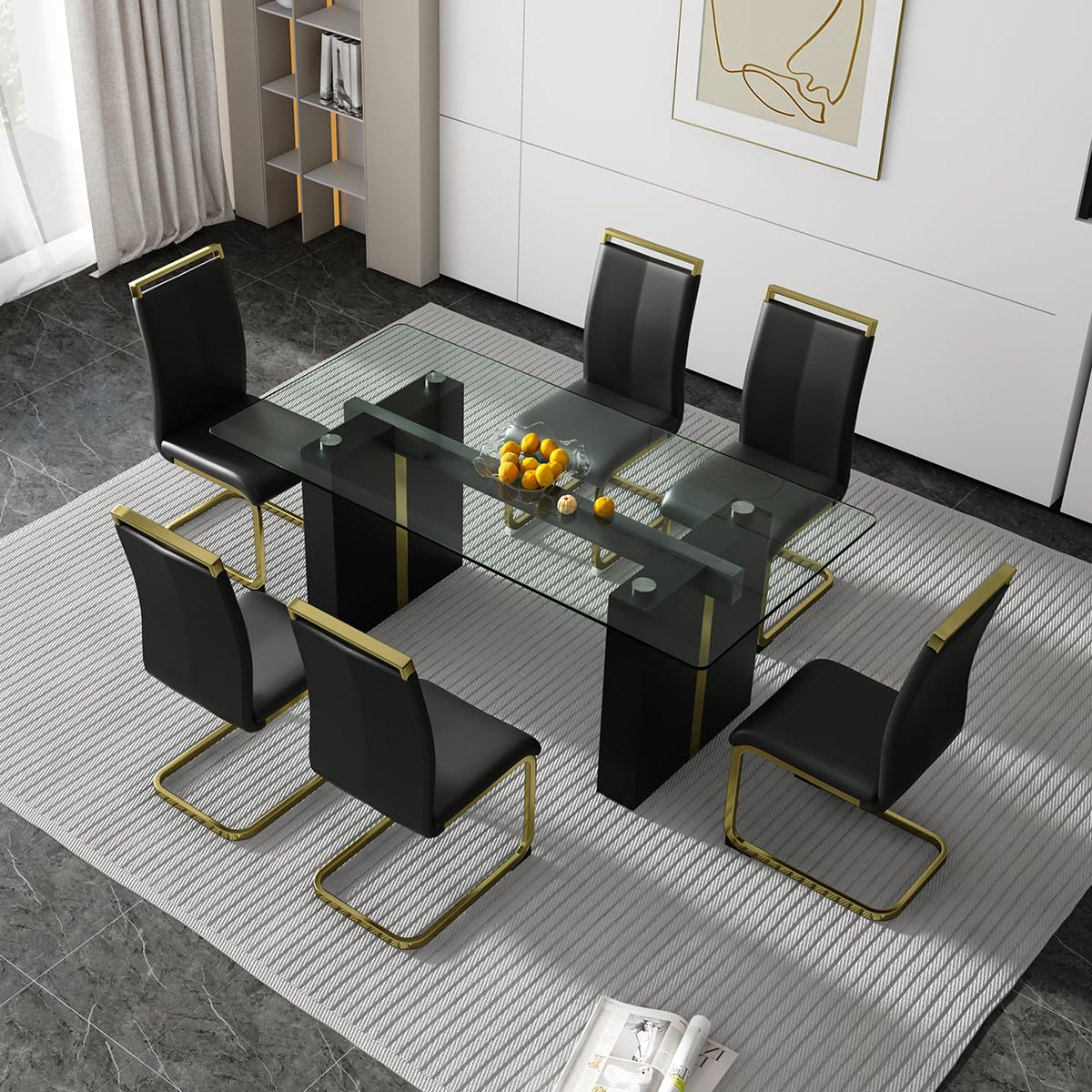 Amazon.com - FURNITO Modern Dining Table Set for 6, Kitchen Table and ...