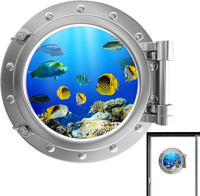 Moreeulsi Porthole Turtle Decals - Porthole Sea Turtle Window Sticker ...