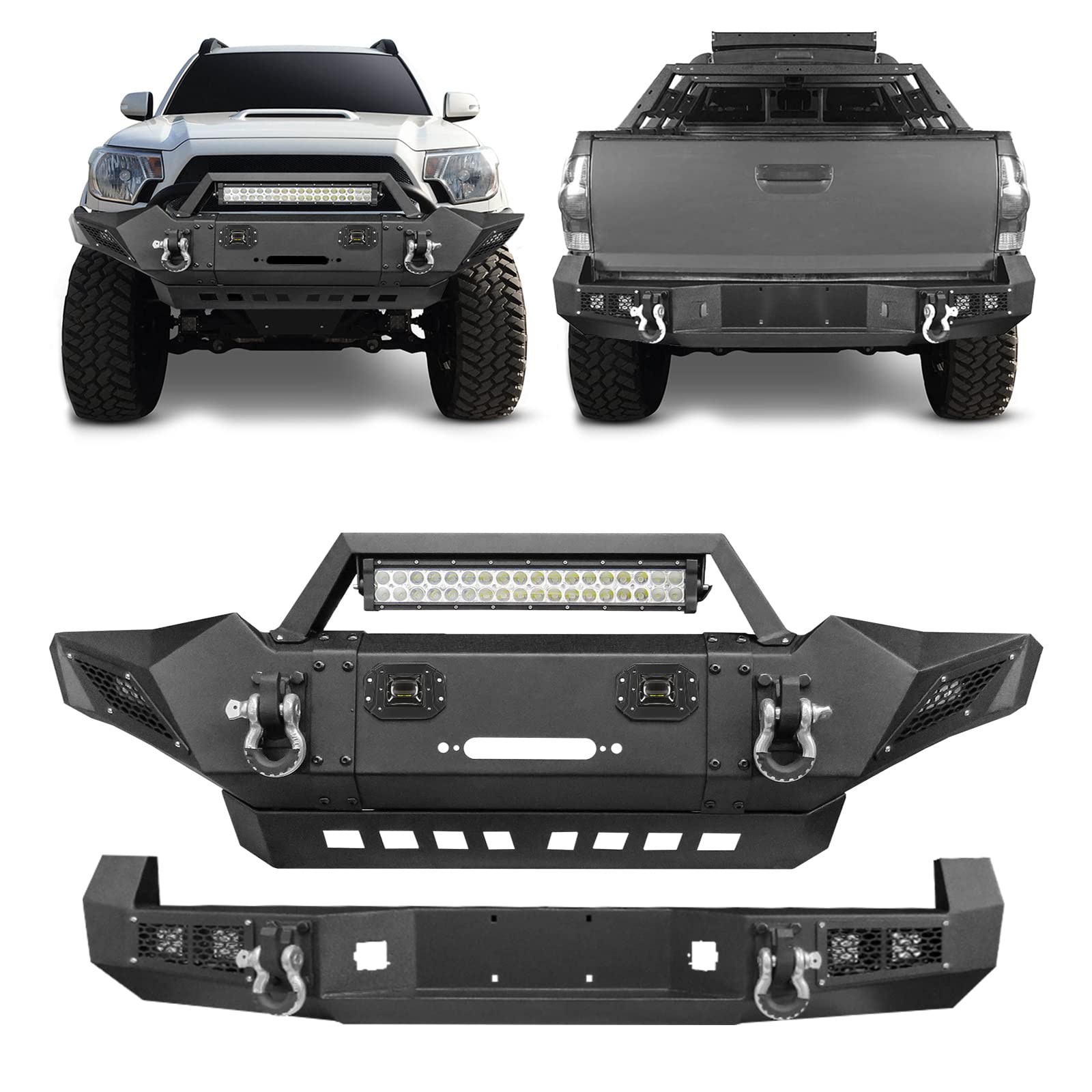 Buy Front Bumper & Rear Bumper Combo Compatible with 2005-2015 Tacoma ...