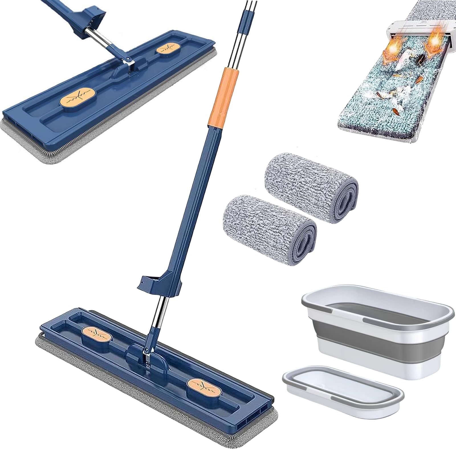 Amazon.com: Large Flat Mop, Large Flat Mop, Self-Contained Dewatering ...