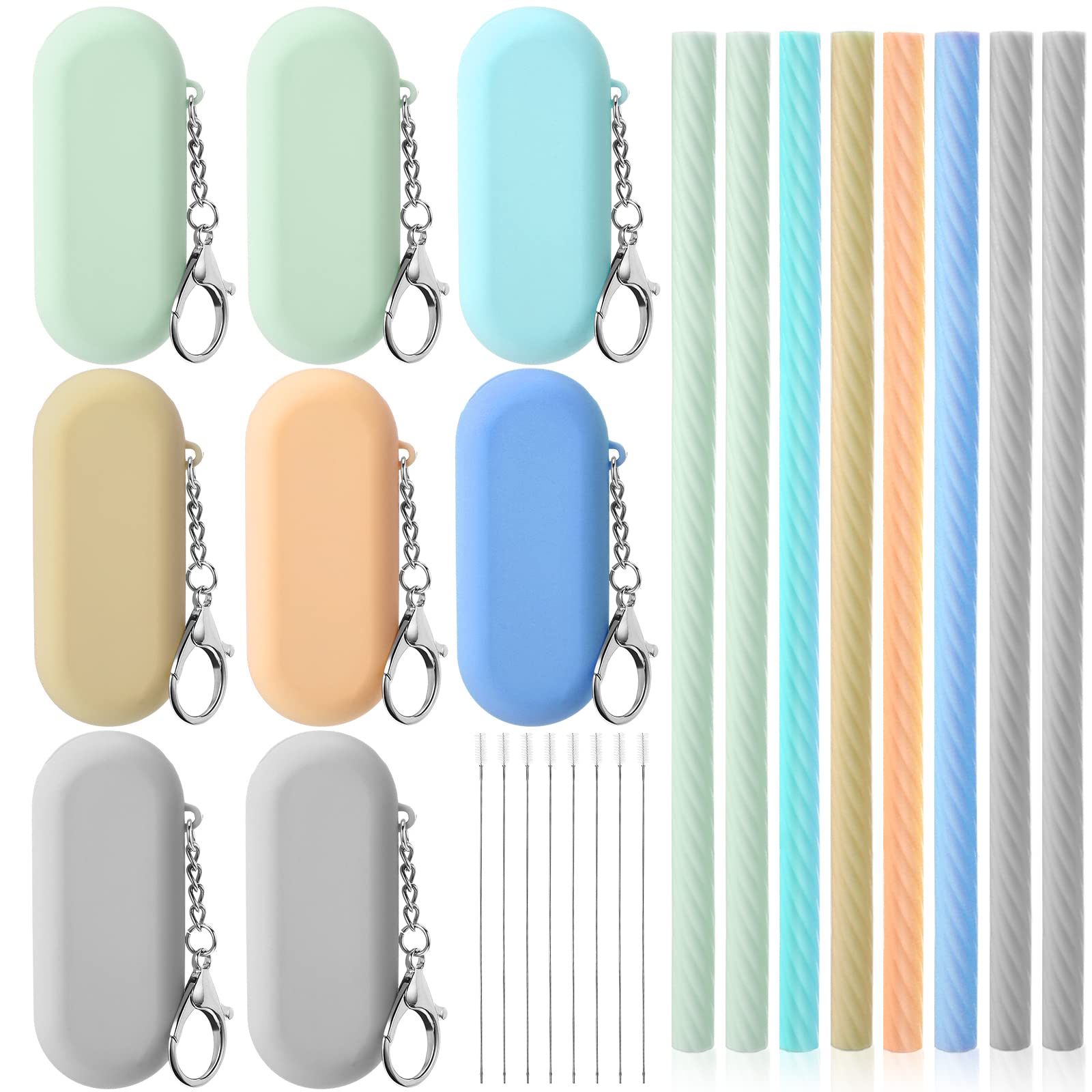 Amazon.com: 8 Sets Silicone Straws with Case Reusable Straws Silicone ...