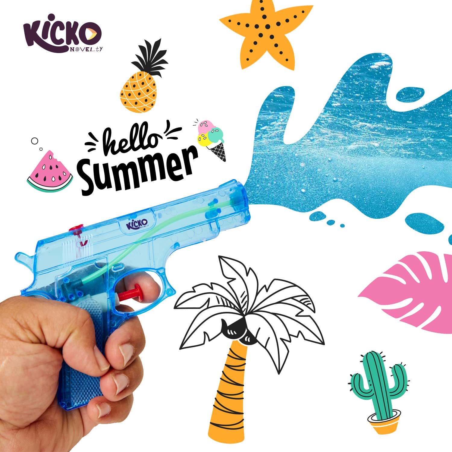 Kicko 6 Pieces Squirt Water Gun - 6 Inches Plastic Assorted Colors ...