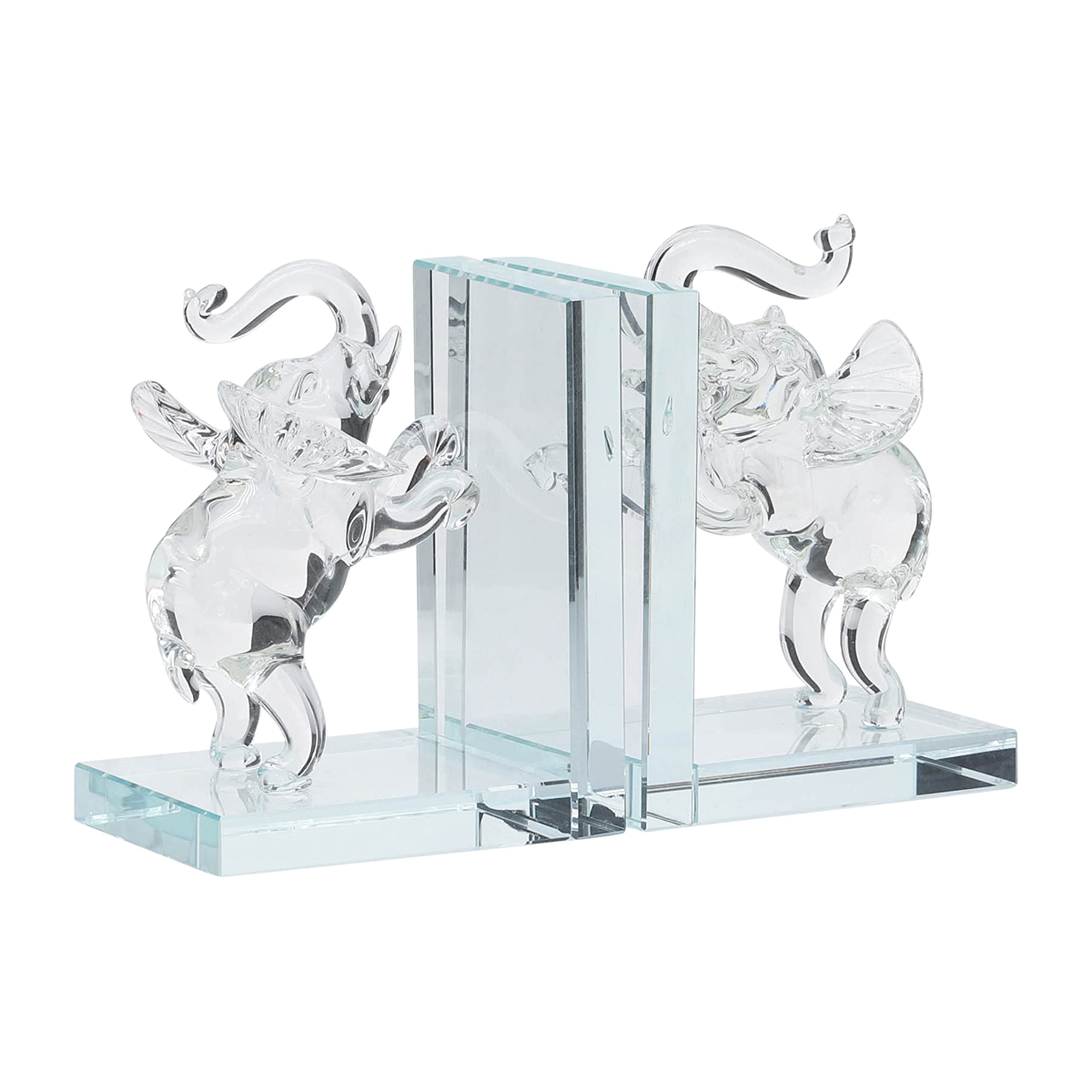 Amazon.com: Set of 2 Clear Frosted Elephant Bookends - Contemporary ...