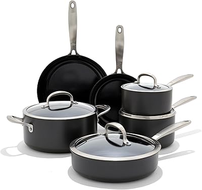 Amazon.com: Calphalon 10-Piece Non-Stick Kitchen Cookware Set Black Pots & Pans with Stay-Cool ...