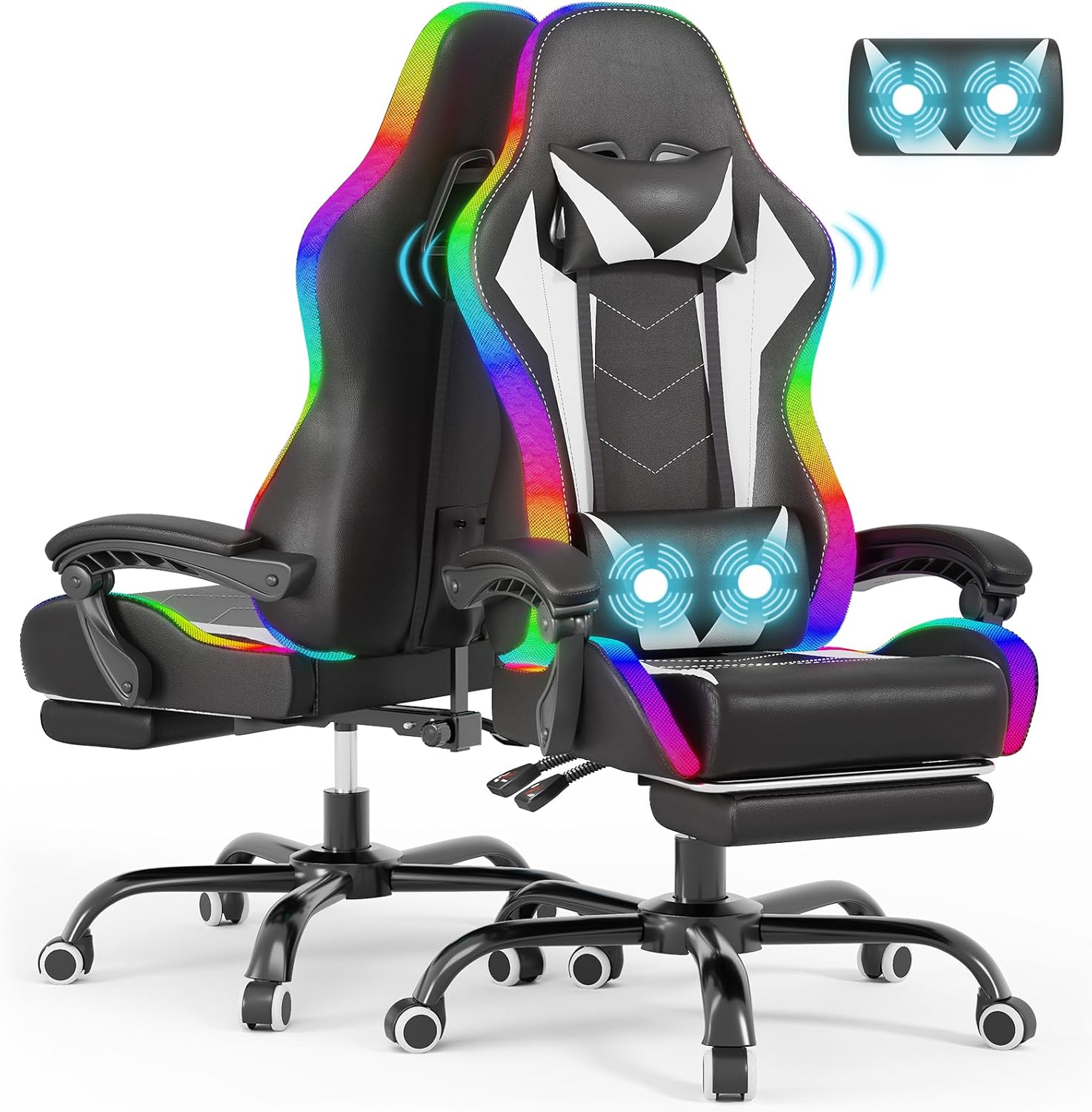 Devoko Sedia da Gaming con Massaggiante Schienale Regolabile 90-135 ...