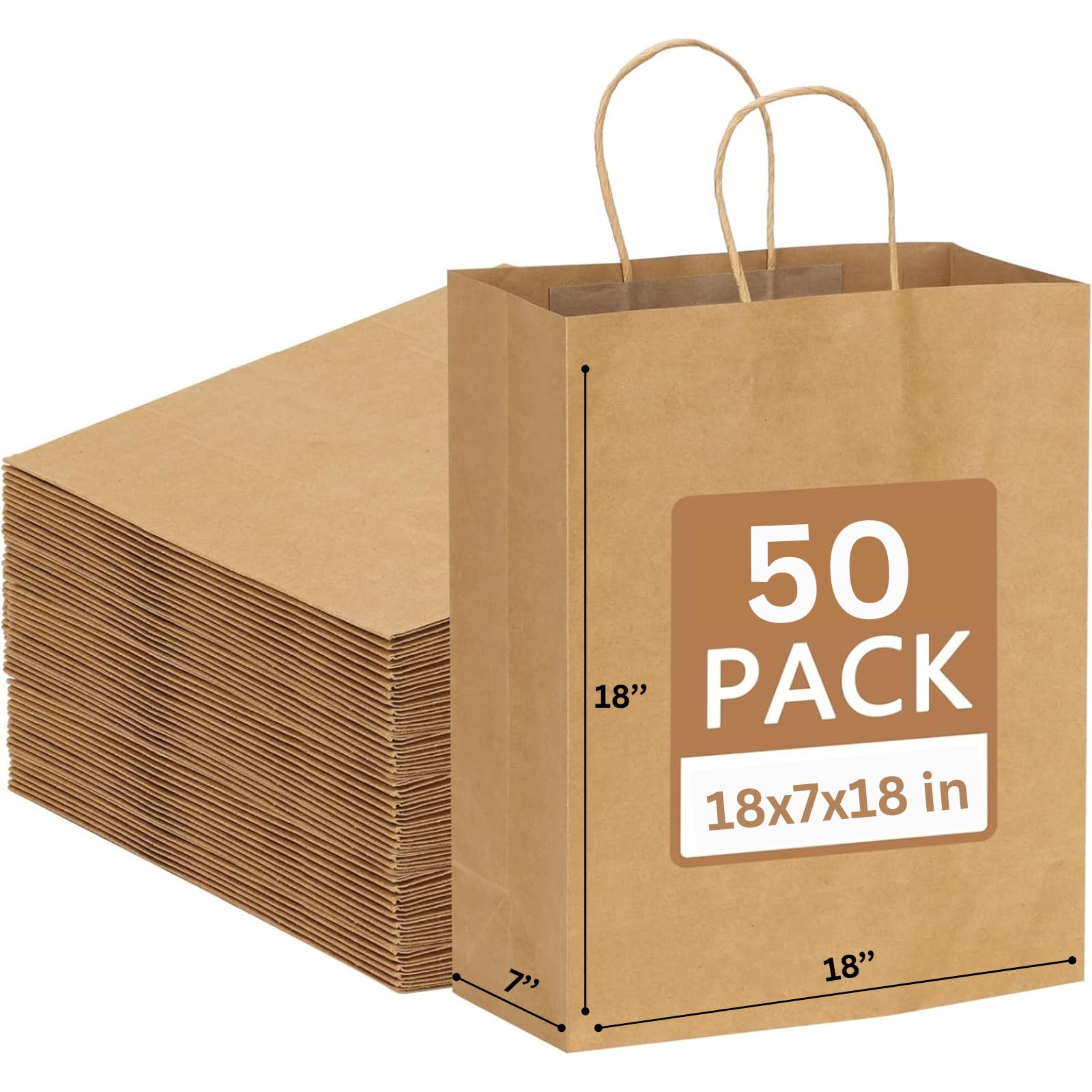 Amazon.com: JET PAPER BAGS - 18x7x18 Inch [50 Pcs] Large Brown Paper ...