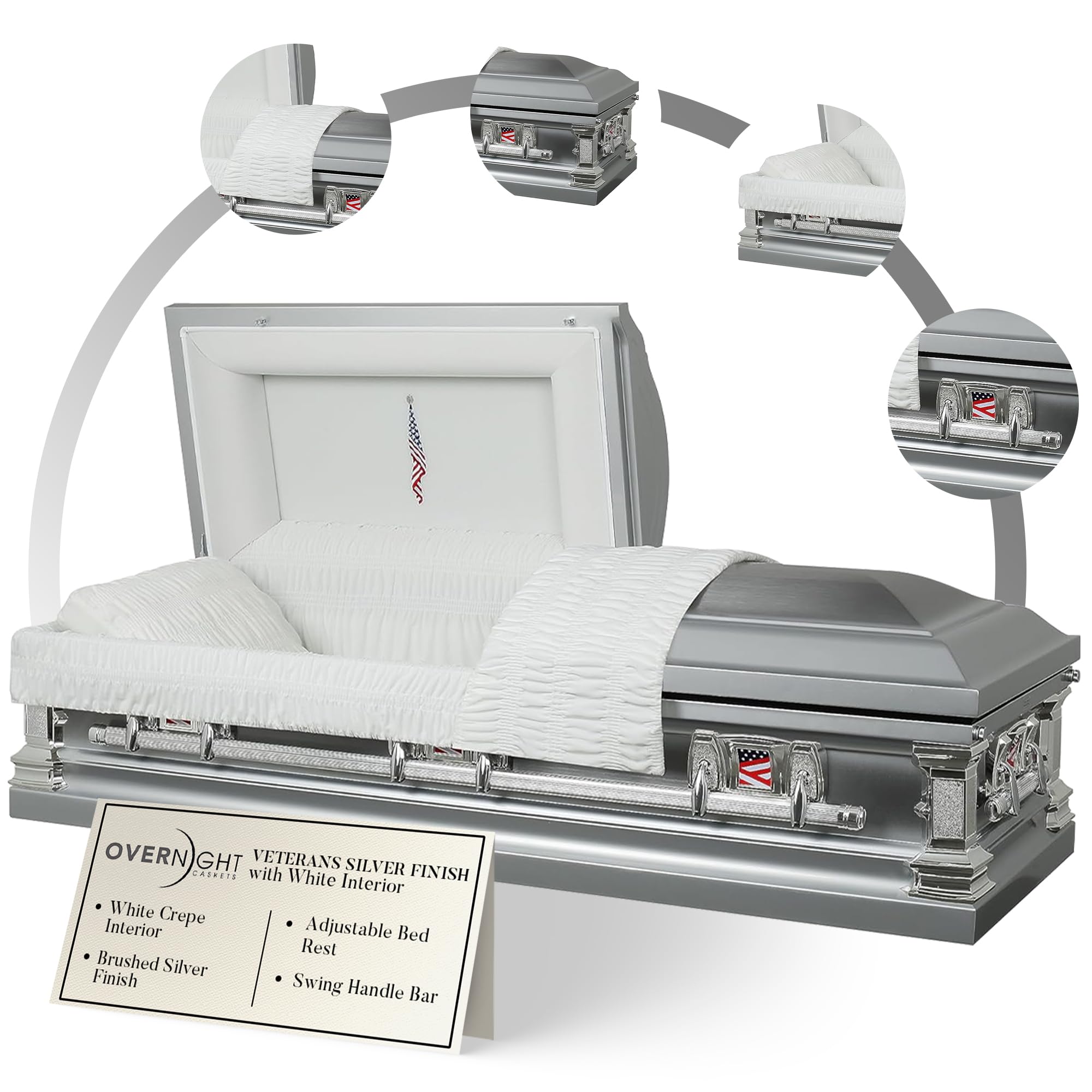 Amazon.com: Overnight Caskets Veterans Metal Funeral Casket Silver with ...