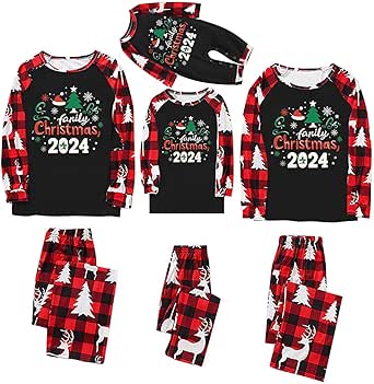 Family Christmas Pajamas Matching Sets 2024 Couples Cute Holiday ...