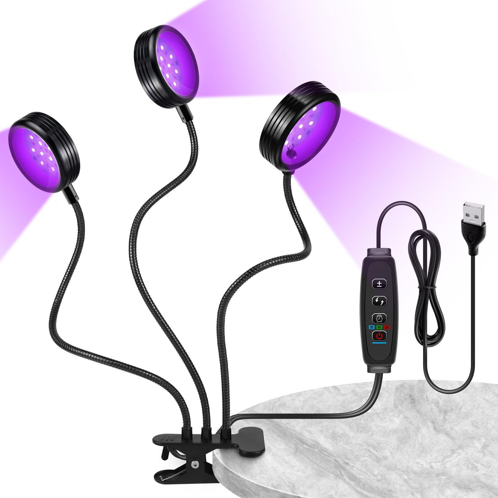 Amazon.com: YGS-Tech UV Black Light, 3 9 12H Timer, 10 Dimmable Levels ...