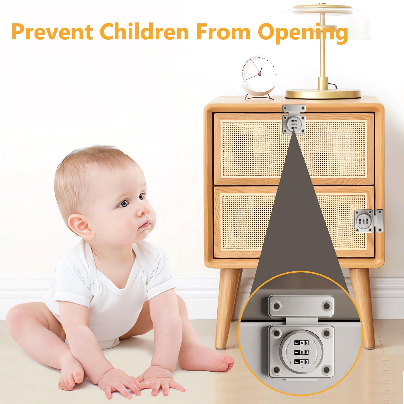 Snapklik.com : Keyless Desk Lock Latch 3-Digit Desk Drawers Lock For ...