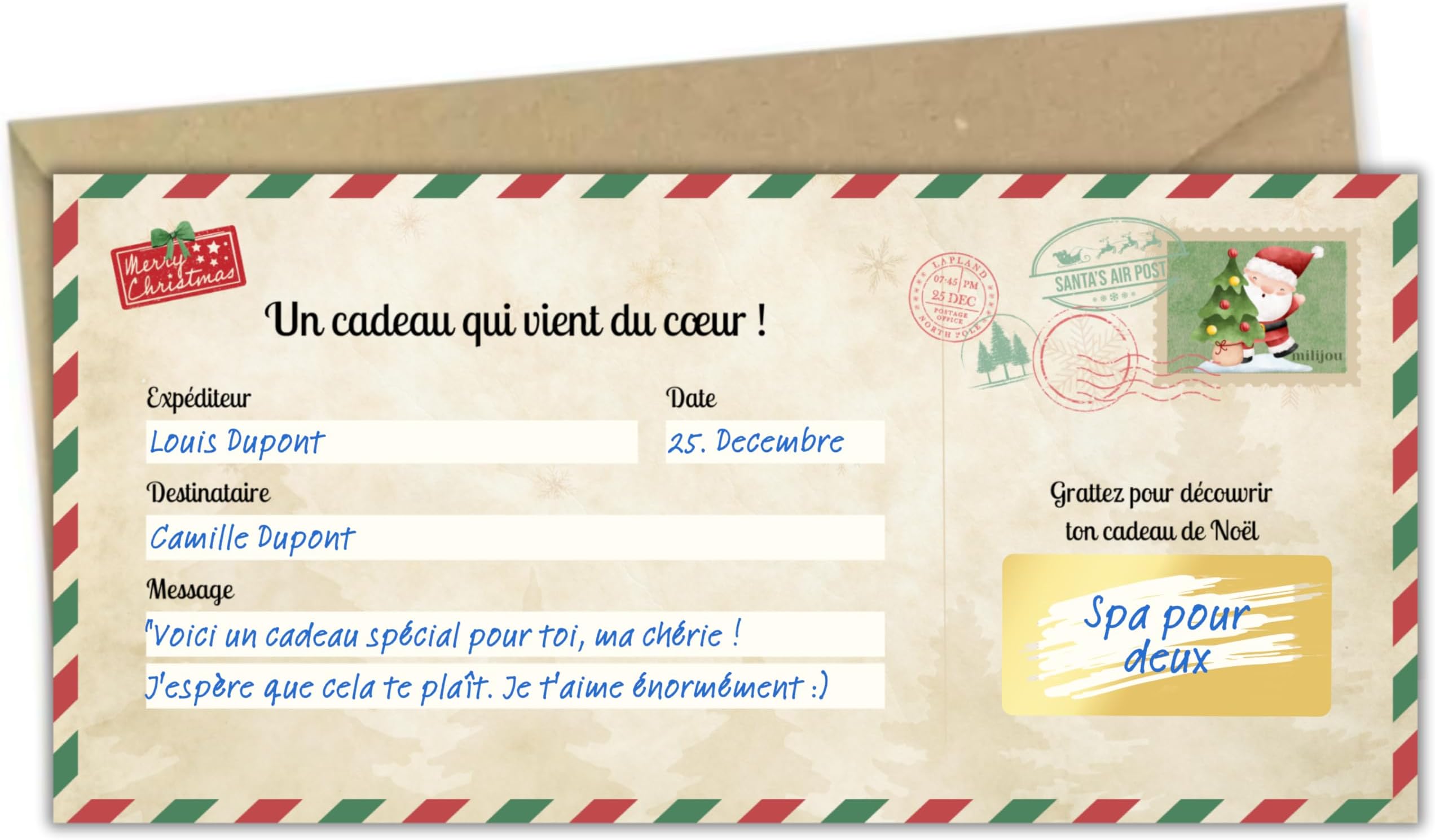 Milijou | Carte Noël surprise à gratter | Chèque cadeau surprise ...