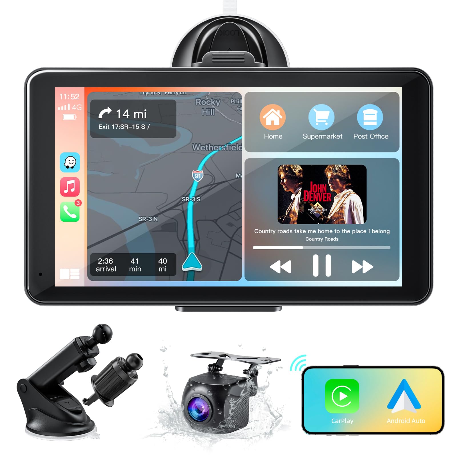 Amazon.com: AX2V CarPlay Car Stereo, Portable 7'' Car IPS Touch Screen ...