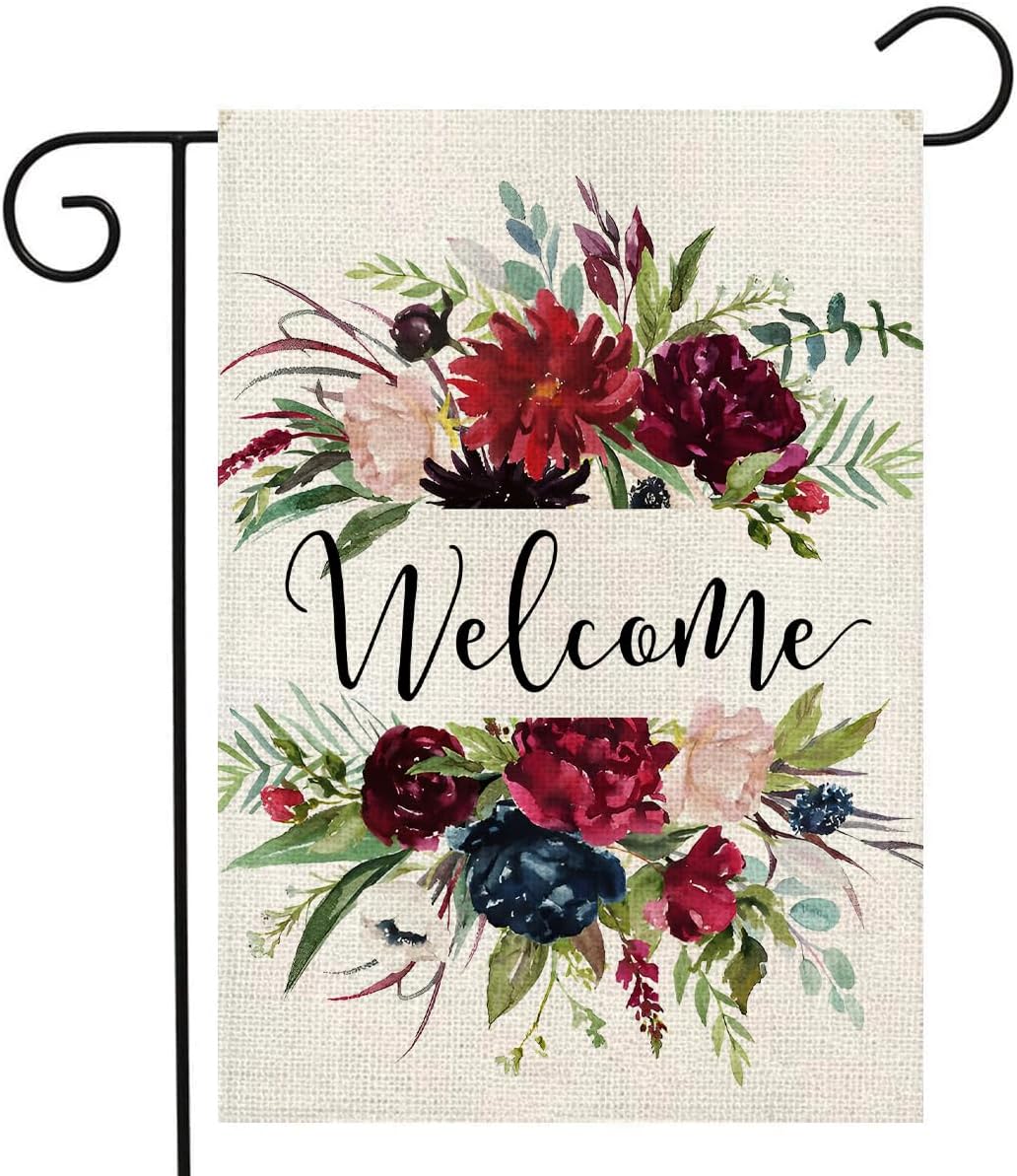 Amazon.com : Spring Floral Welcome Garden Flag 12x18 Inch Double Sided ...