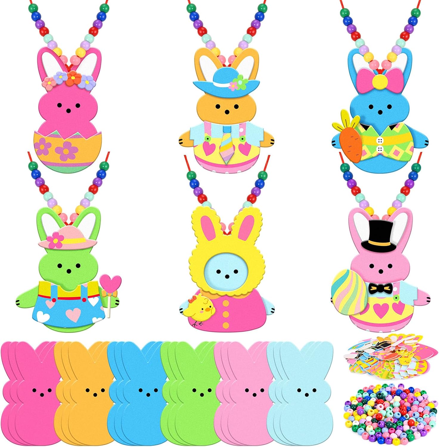 Amazon.com: 18Pcs Easter Craft Kit for Kids Make You Own Easter Bead ...