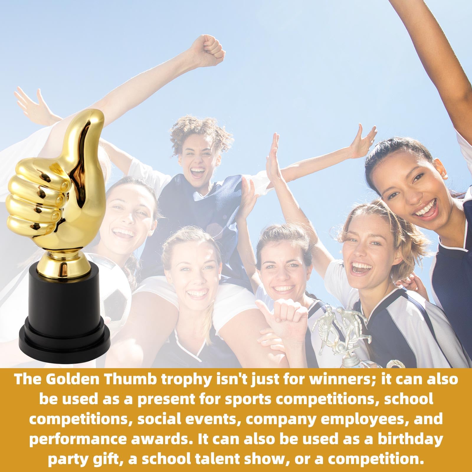 Snapklik.com : Golden Thumbs Up Trophy, 5.12in Engraving Funny Plastic ...
