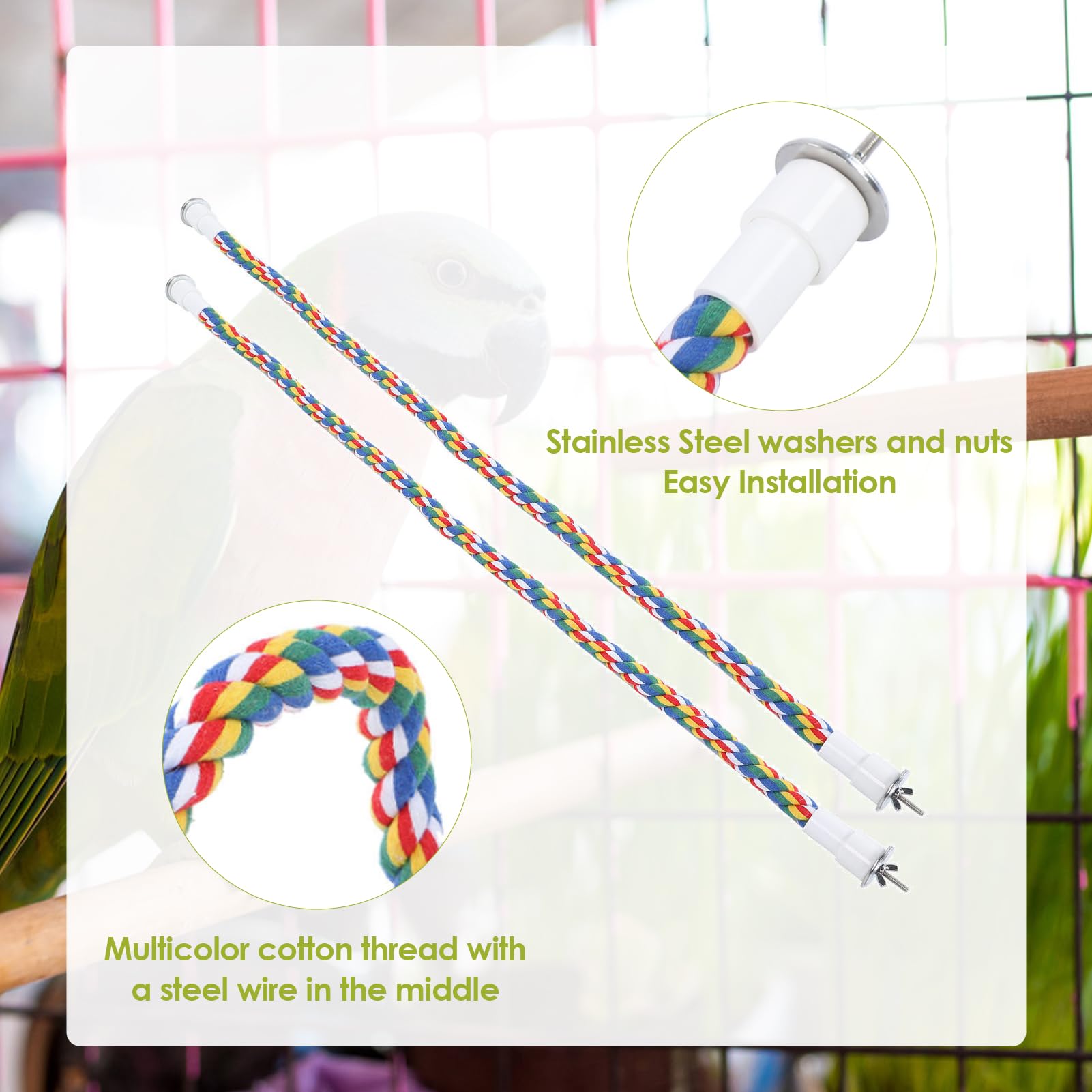 Snapklik.com : Bird Rope Perches, Colorful Parrot Cage Swing Toys ...