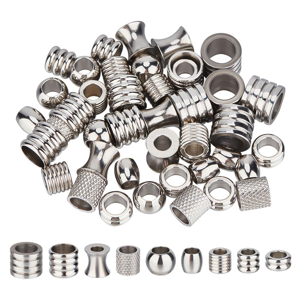 Amazon.com: UNICRAFTALE About 54Pcs 9 Style Stainless Steel Large Hole ...