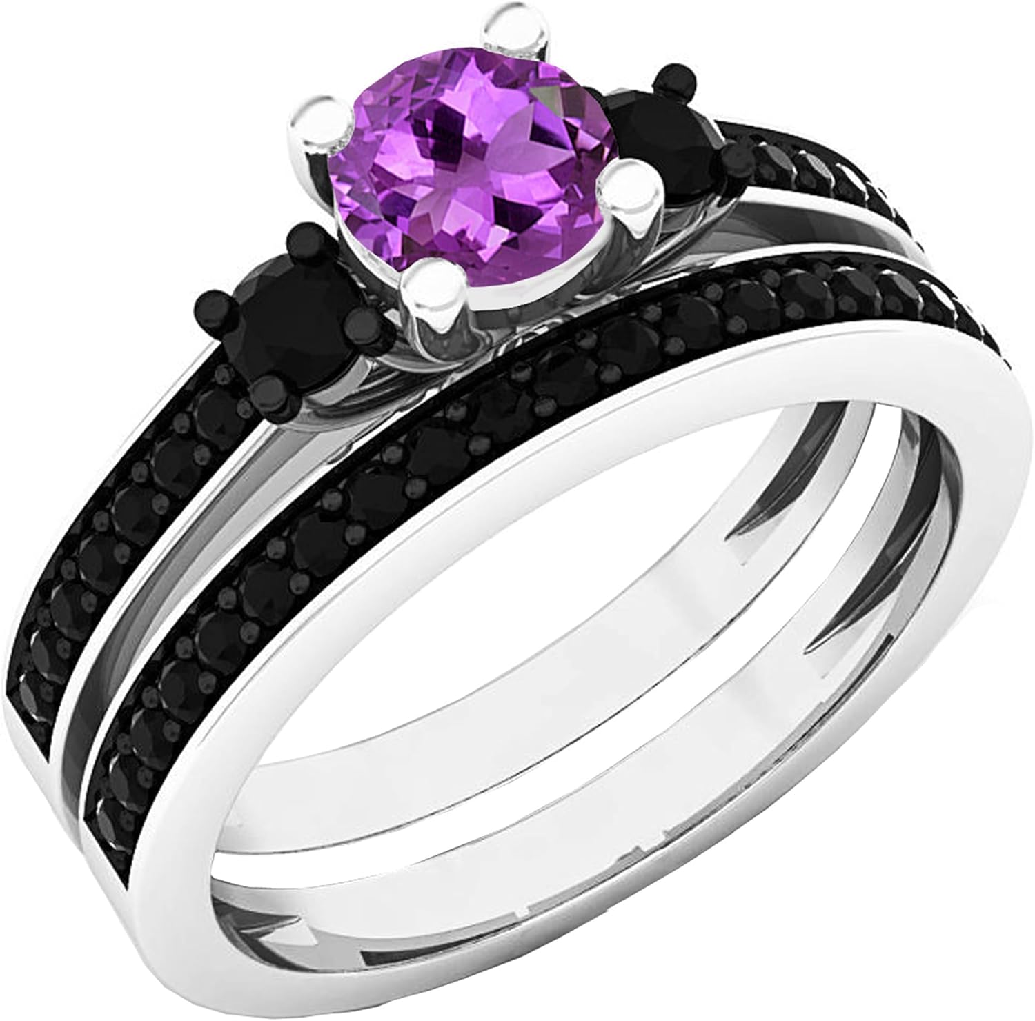 Amazon.com: Dazzlingrock Collection 5 mm Round Gemstone & Black Diamond ...