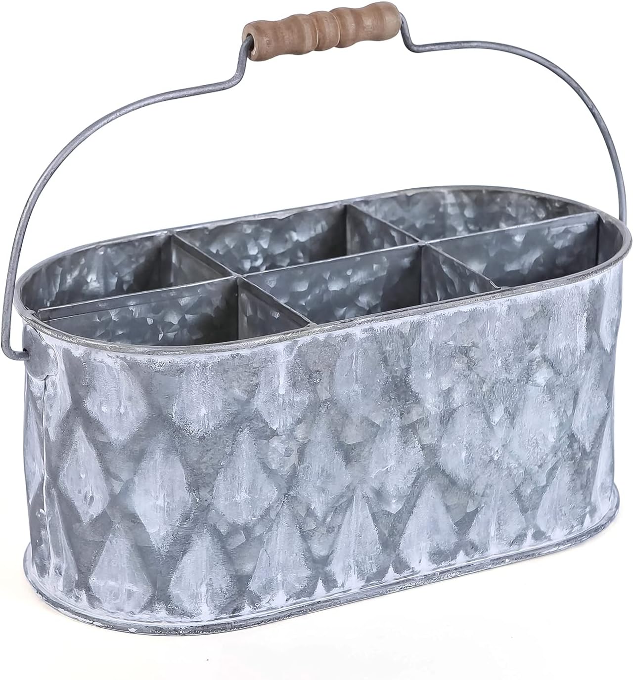 Amazon.com: Homebia Designs Galvanized Metal Caddy with 4 Compartments ...