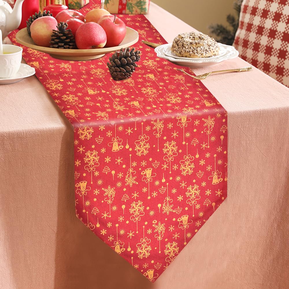 Christmas Table Runner, ADERTOS Red Xmas Table Runner Xmas Tree ...