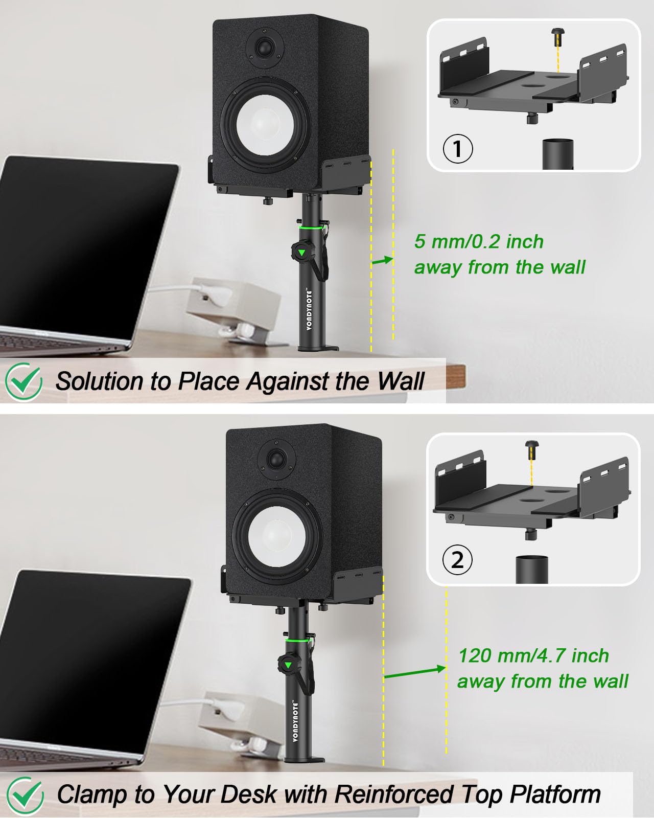 Snapklik.com : Set Of 2 Dual Side Clamping Studio Monitor Stands ...