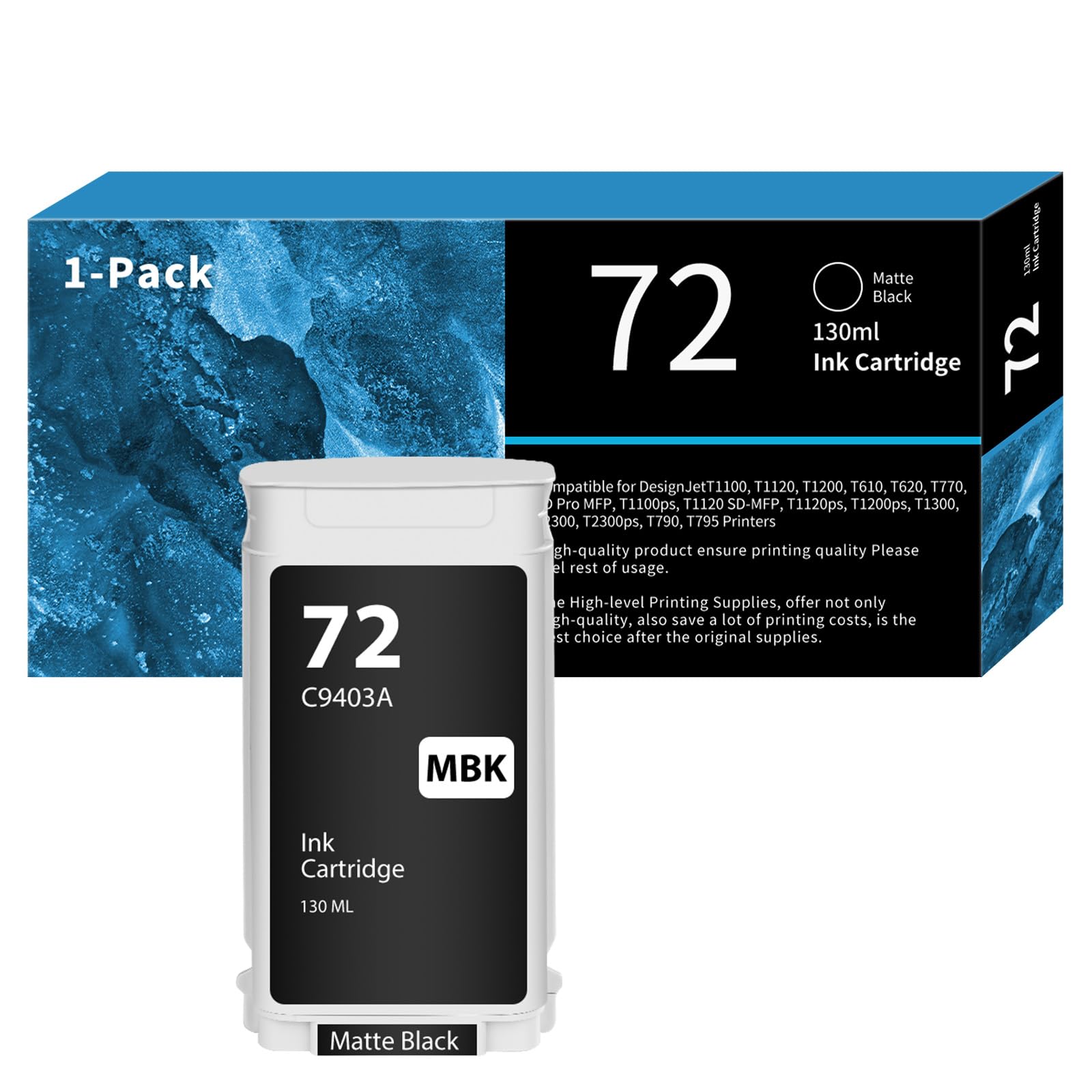 Amazon.com: 72 Matte Black Ink Cartridges 130-ml C9403A Replacement for ...