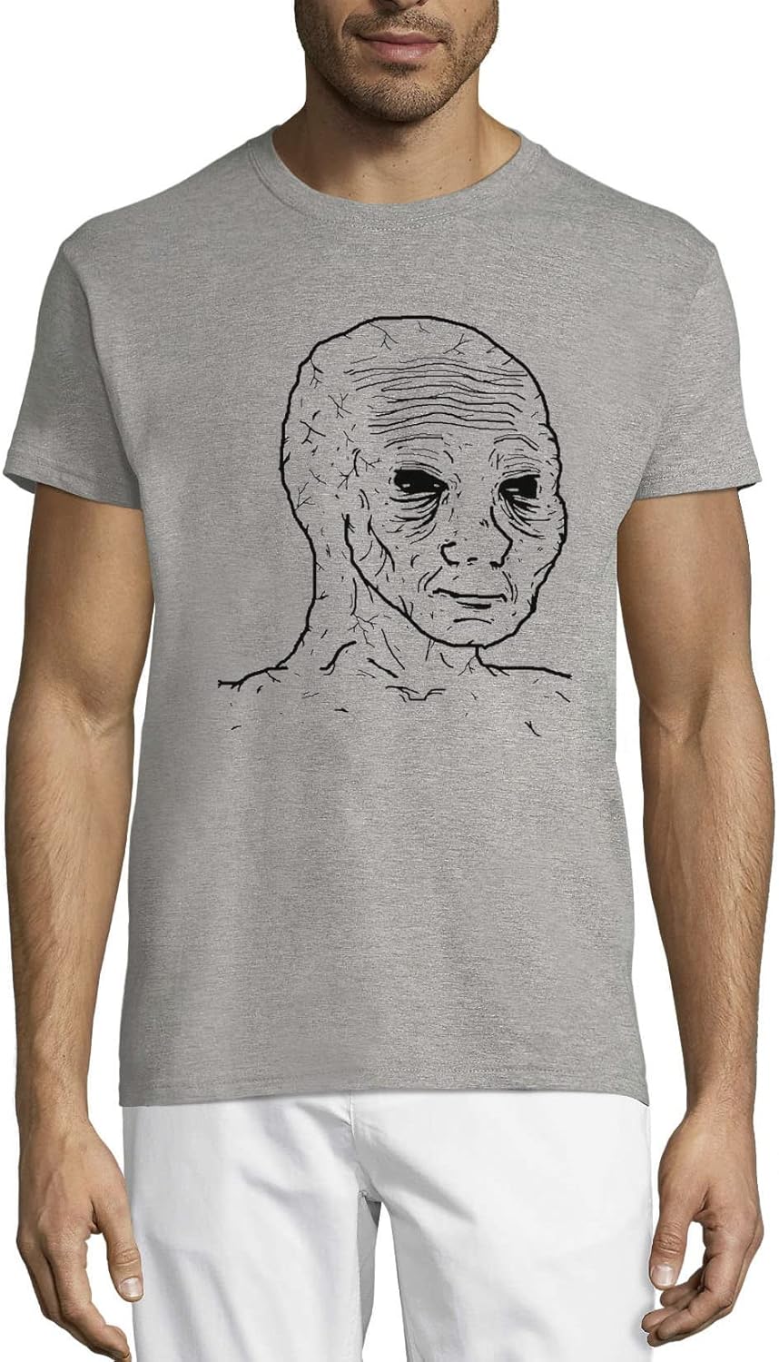 Very Tired Wojak Feels Guy Men's Round Neck Cotton T-Shirt Grey, Grey ...