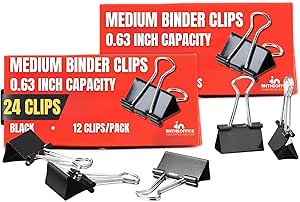 Amazon.com : 1InTheOffice Medium Binder Clips, Paper Clamps, Paper ...