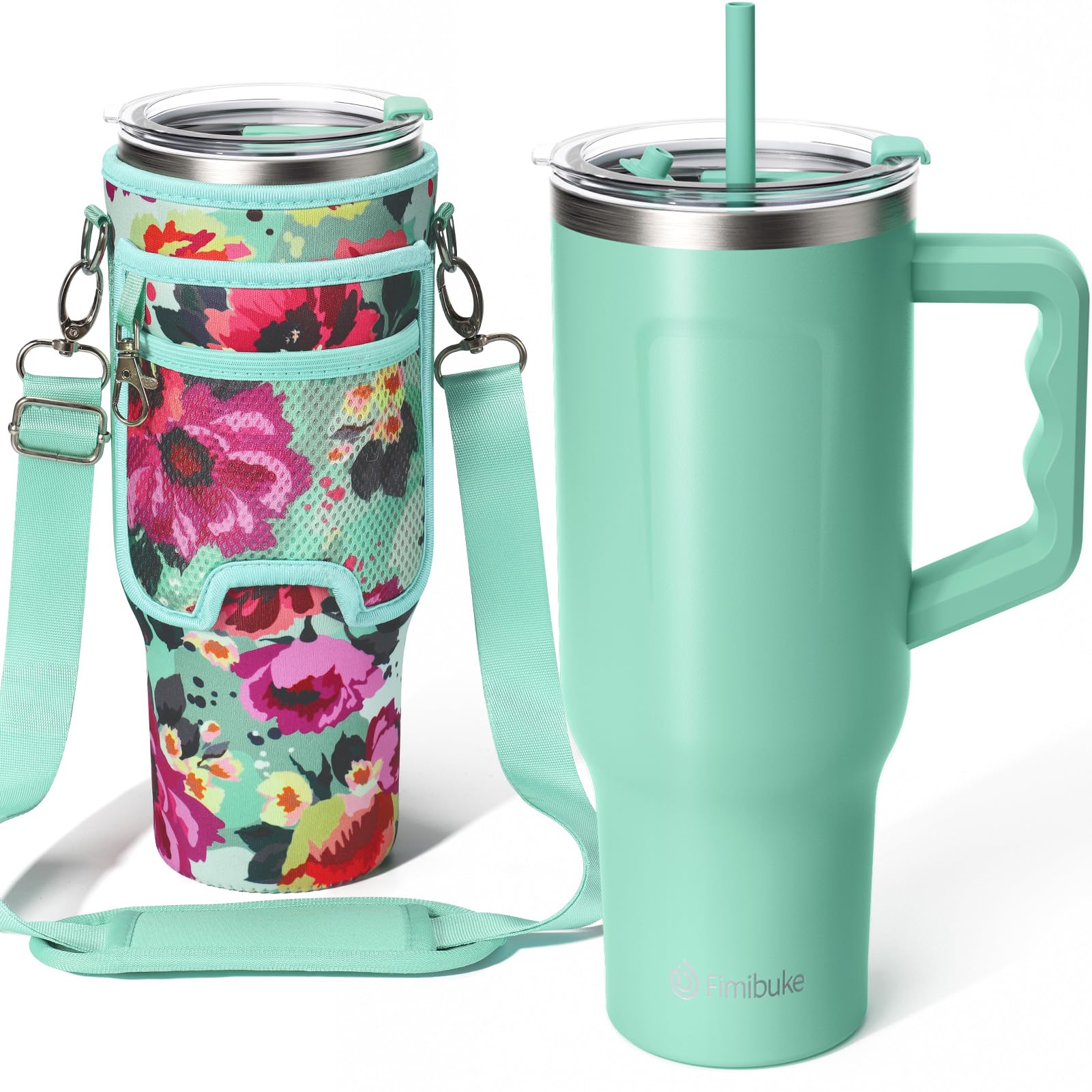 Fimibuke 40 oz Tumbler with Handle & Carrier Bag, Stainless Steel ...