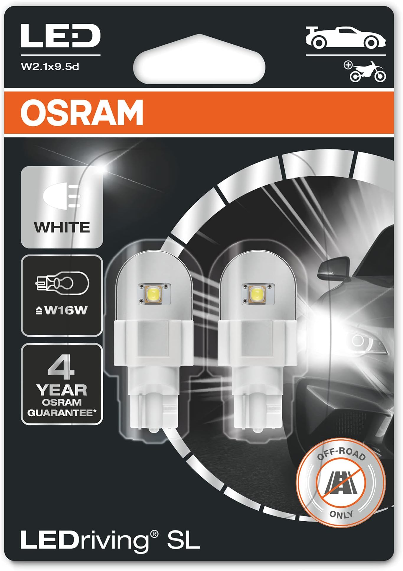 OSRAM LEDriving® SL, ≜ W16W, White 6000K, LED signal lamps, Off-road ...