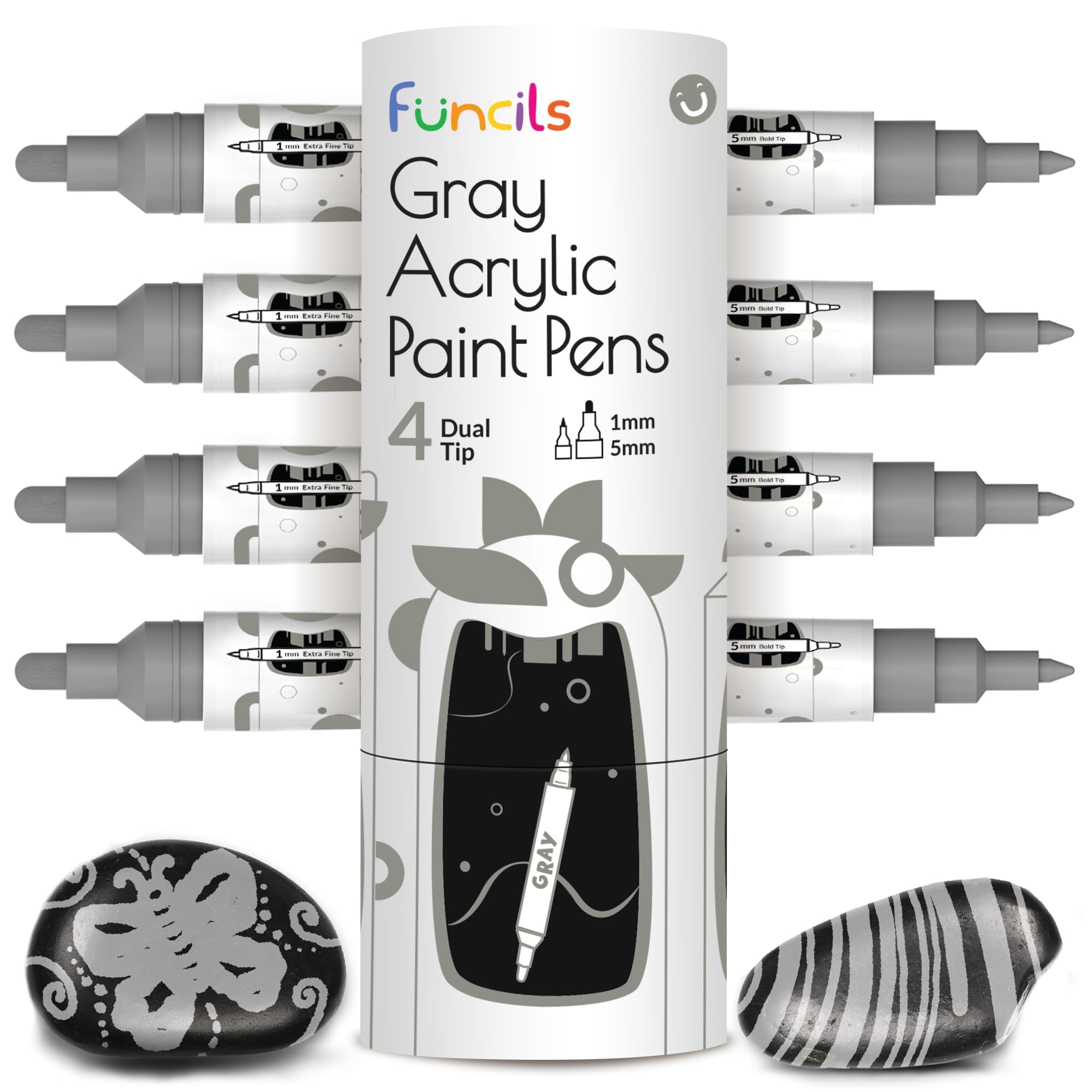 Amazon.com: 4 Dual Tip Gray Paint Pen Metallic - Fine Tip & Medium ...