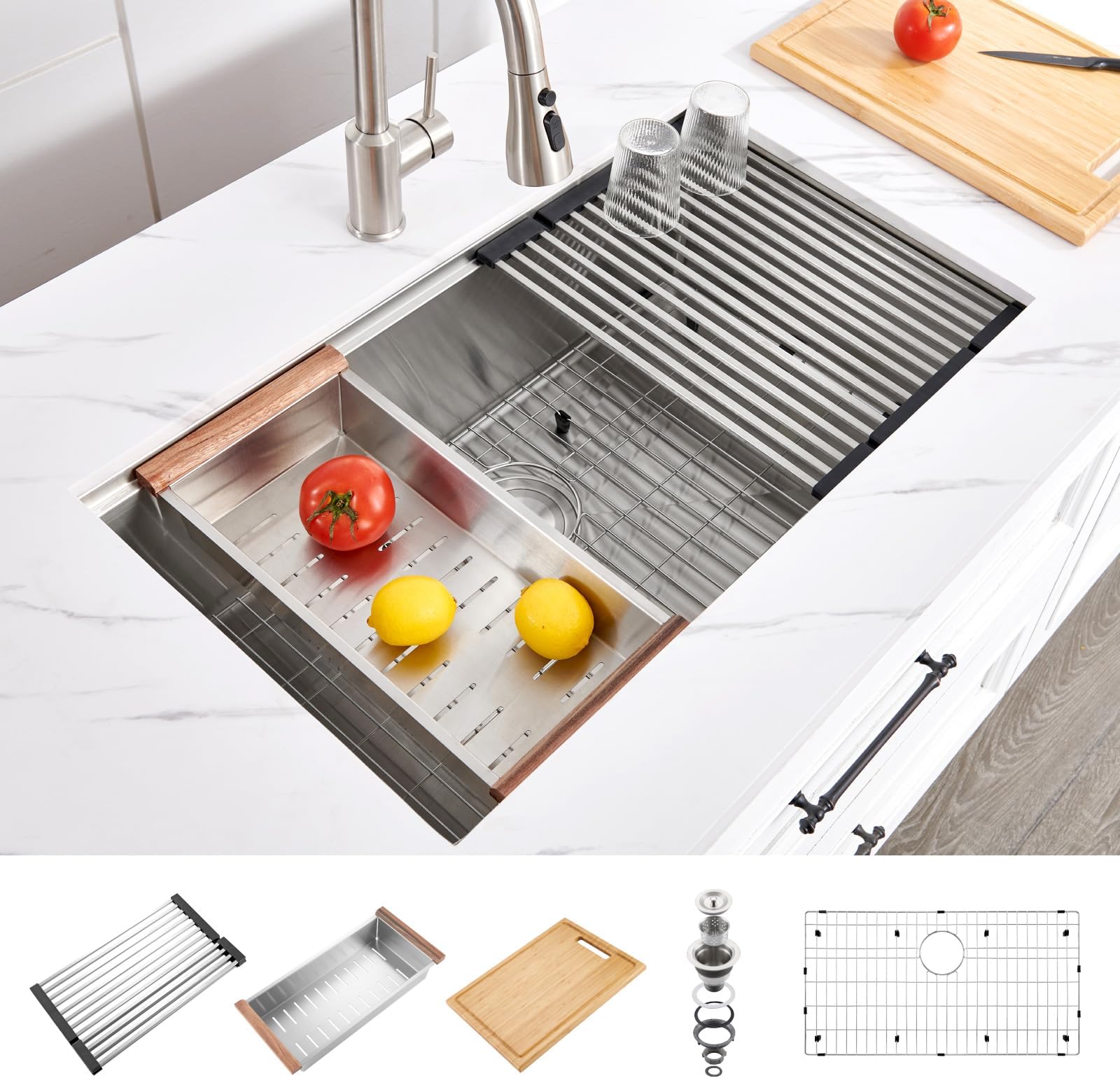 BAI 1232 Stainless Steel 16 Gauge Kitchen Sink Handmade 48-inch Top ...