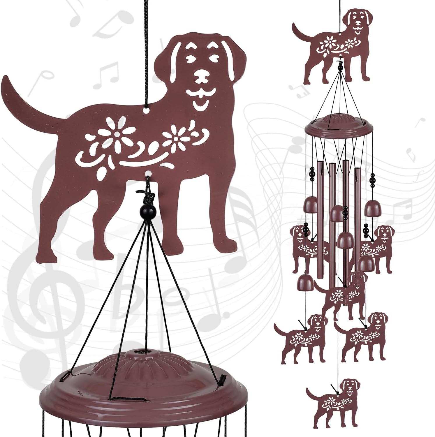Amazon.com : Coffee Color Dog Wind Chimes - Gifts for Mom - Home ...