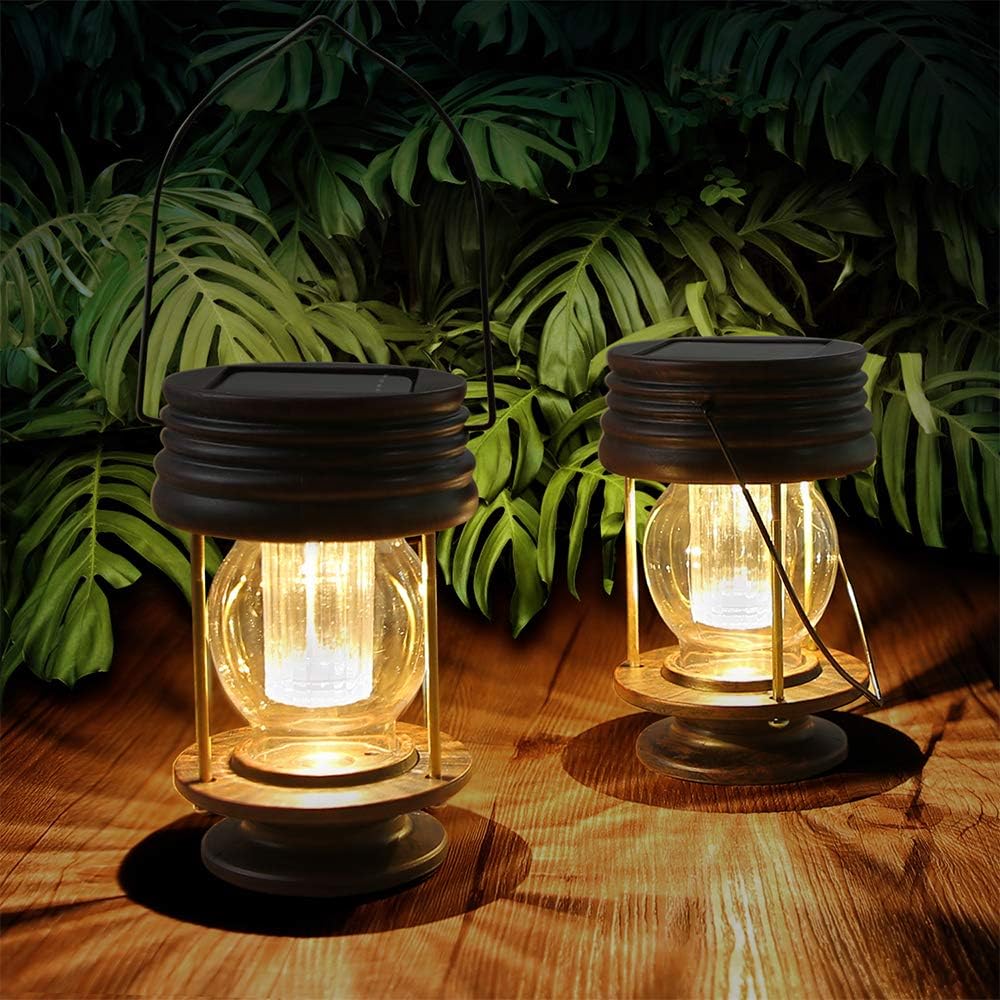 Amazon.com: pearlstar Solar Lantern Outdoor Waterproof Hanging Solar ...