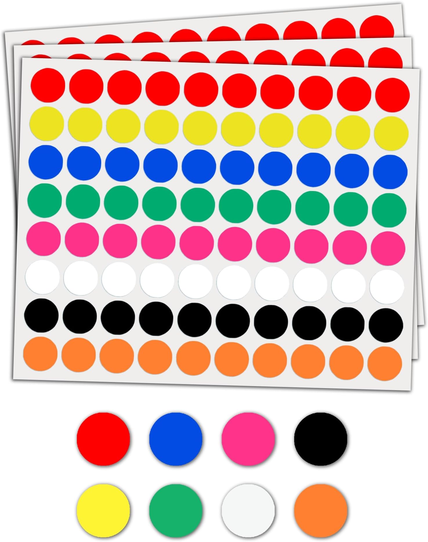 1200 Pieces - Coloured Dot Stickers, Round Circle Stickers Labels - 8 ...