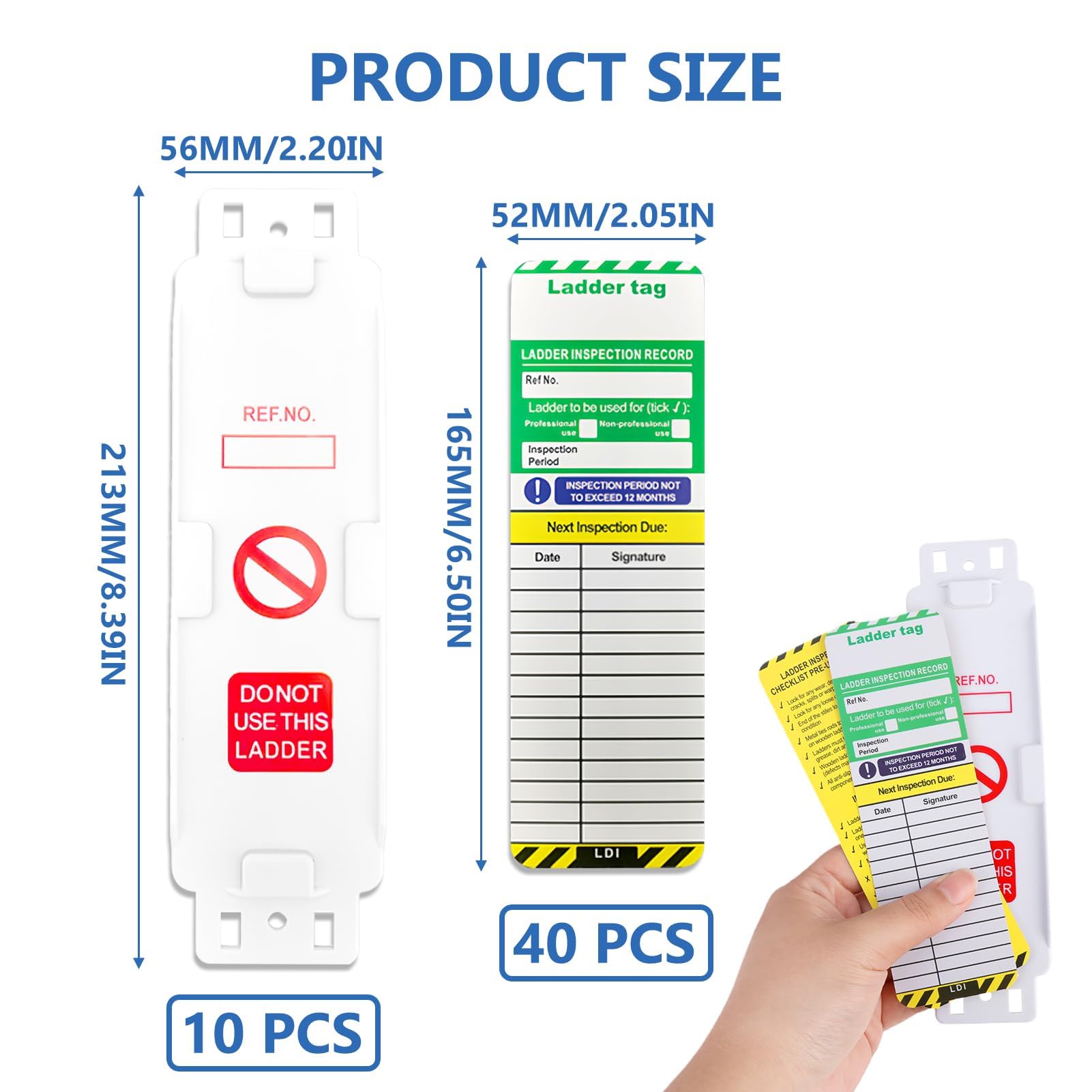 Ladder Tags,Waterproof Ladder Inspection Tags-10 Holders and 40 Ladder ...